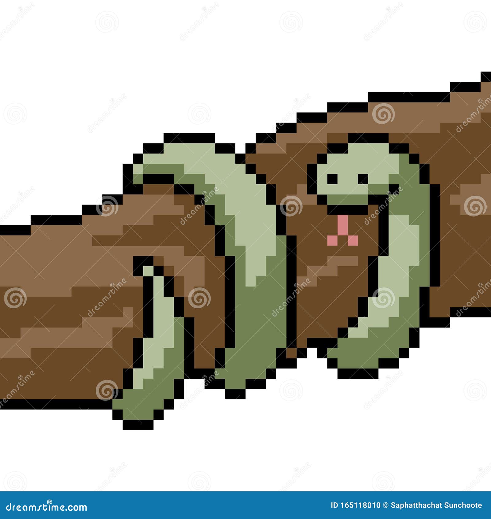 Vector pixel art snake stock vector. Illustration of cartoon - 165118010