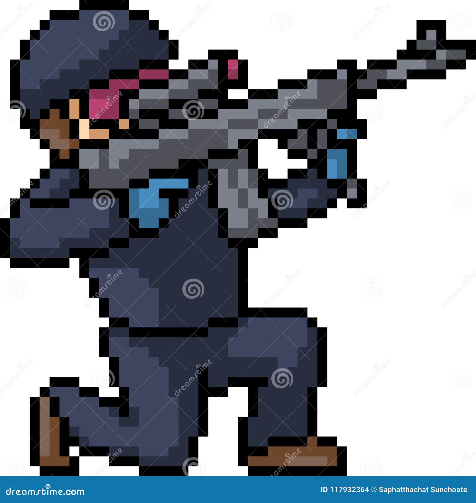 Vector pixel art sniper stock vector. Illustration of mysterious ...
