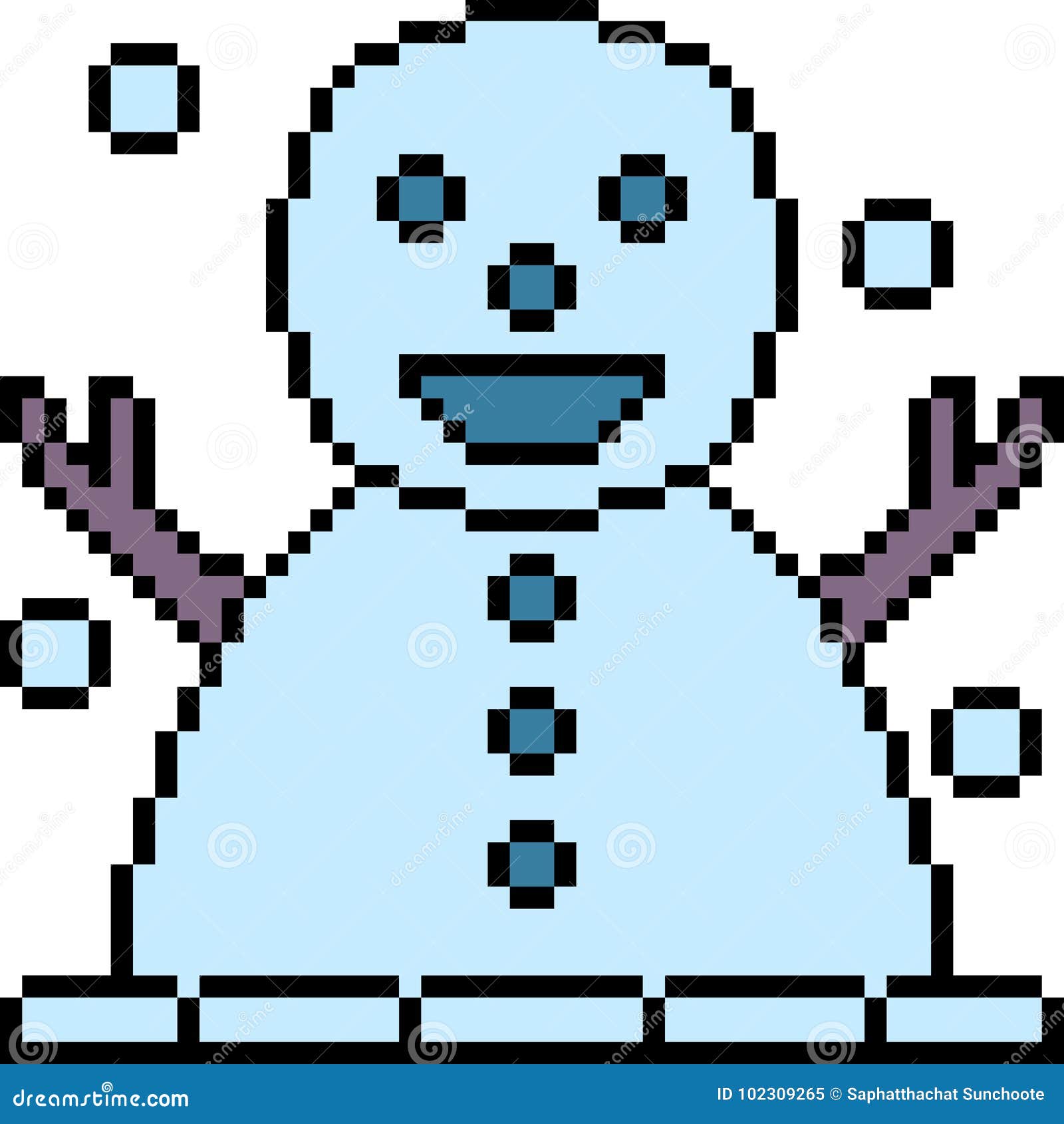 Vector pixel art snow doll stock vector. Illustration of cold - 102309265