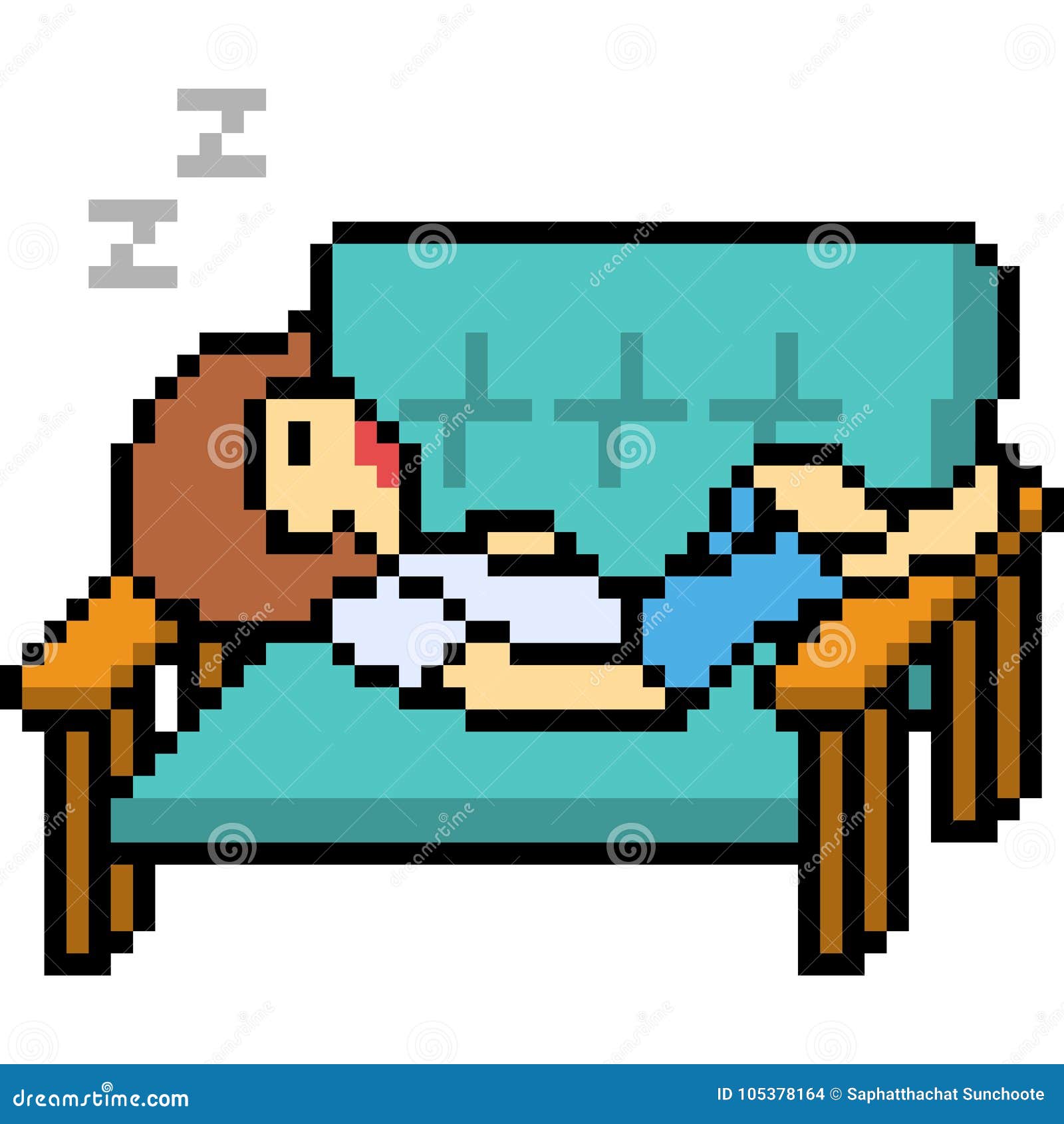 Vector Pixel Art Sofa Sleep Stock Vector - Illustration of house, relax ...