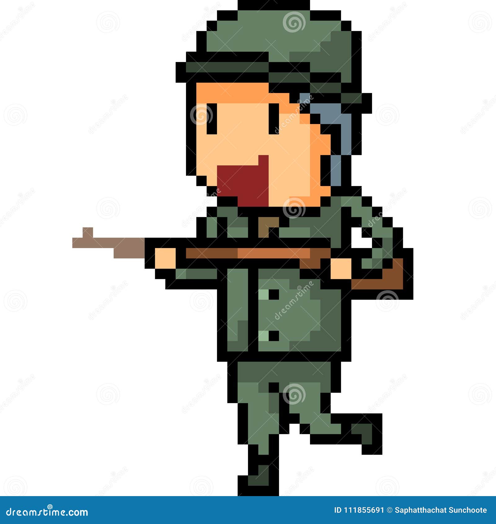 Vector pixel art soldier stock vector. Illustration of cartoon - 111855691