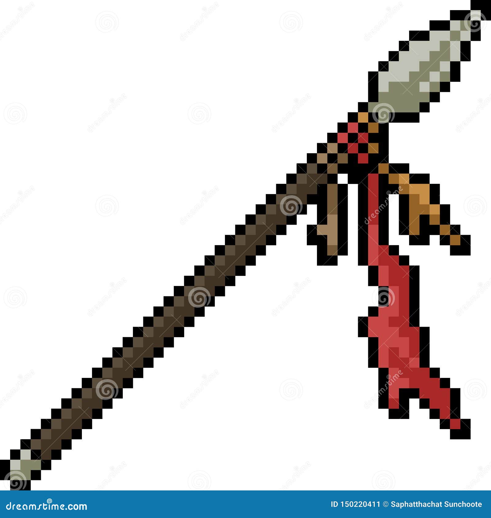 Vector pixel art spear stock vector. Illustration of medieval - 150220411