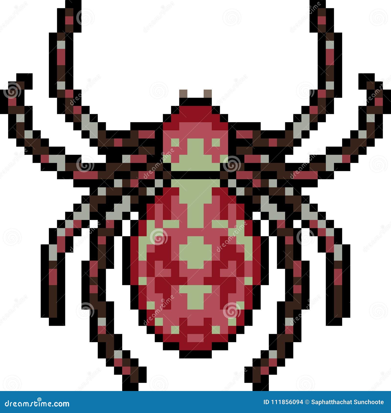 Vector pixel art spider stock vector. Illustration of poison - 111856094