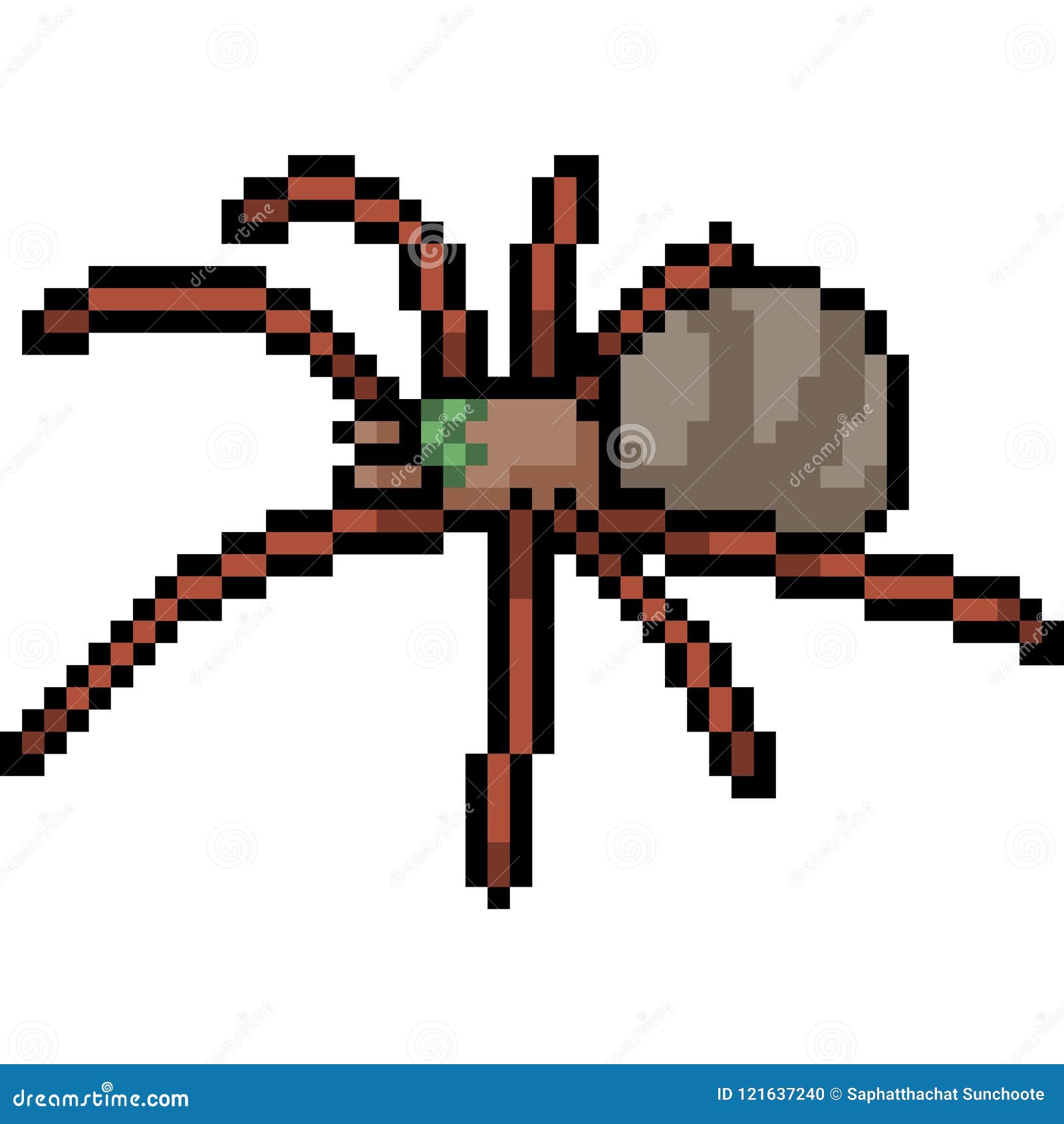 Vector pixel art spider stock vector. Illustration of pixel - 121637240