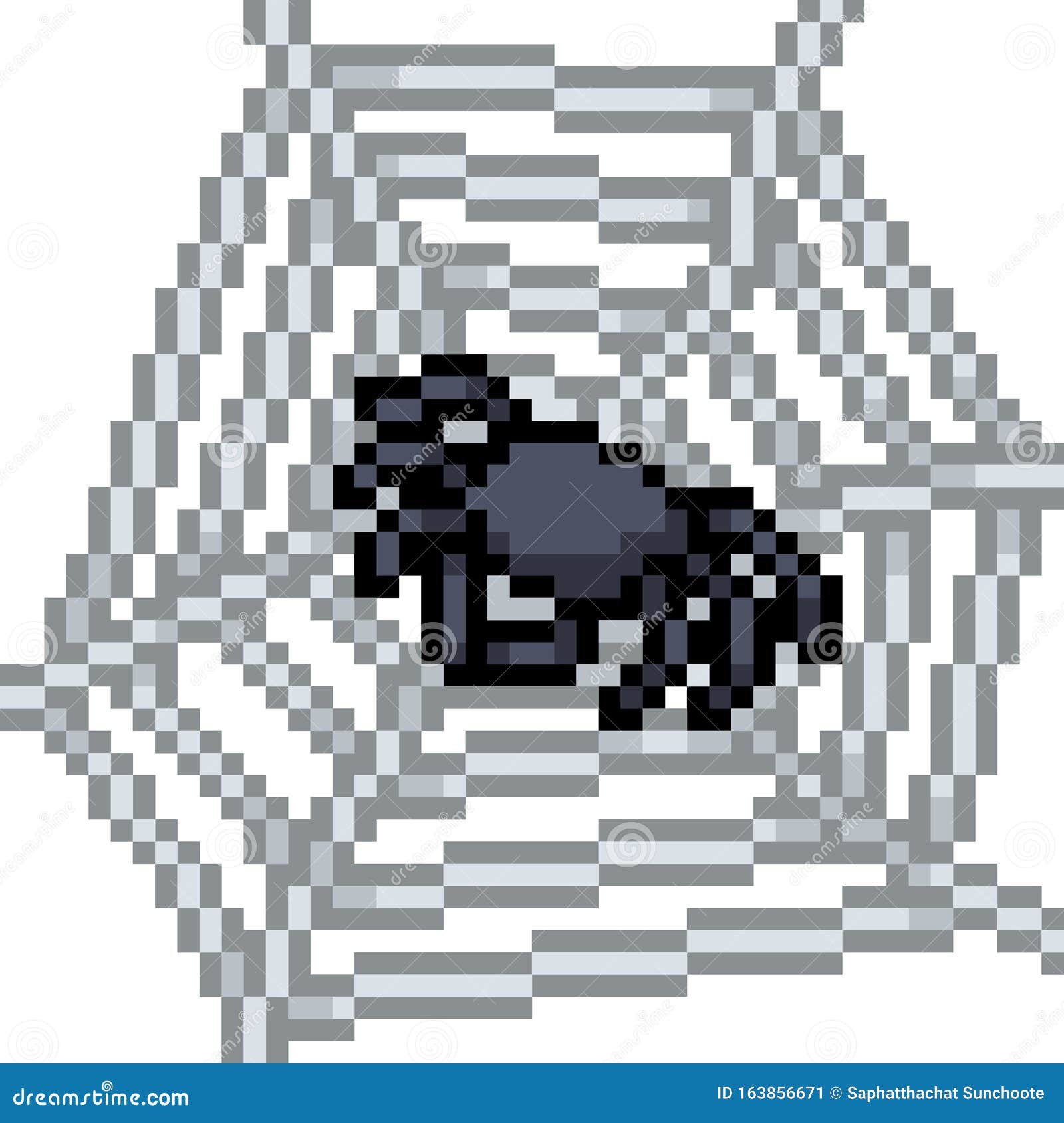 Vector pixel art spider stock vector. Illustration of animal - 163856671