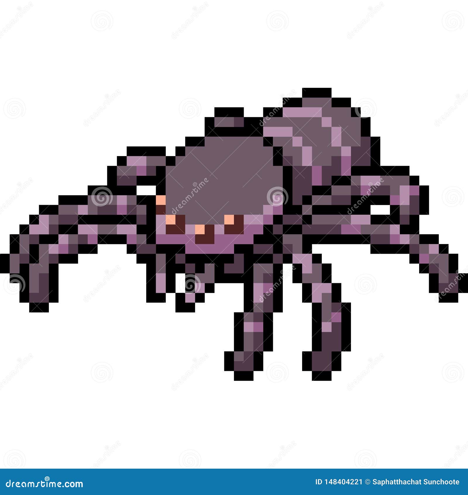 Vector Pixel Art Spider Monster Stock Vector - Illustration of spider ...