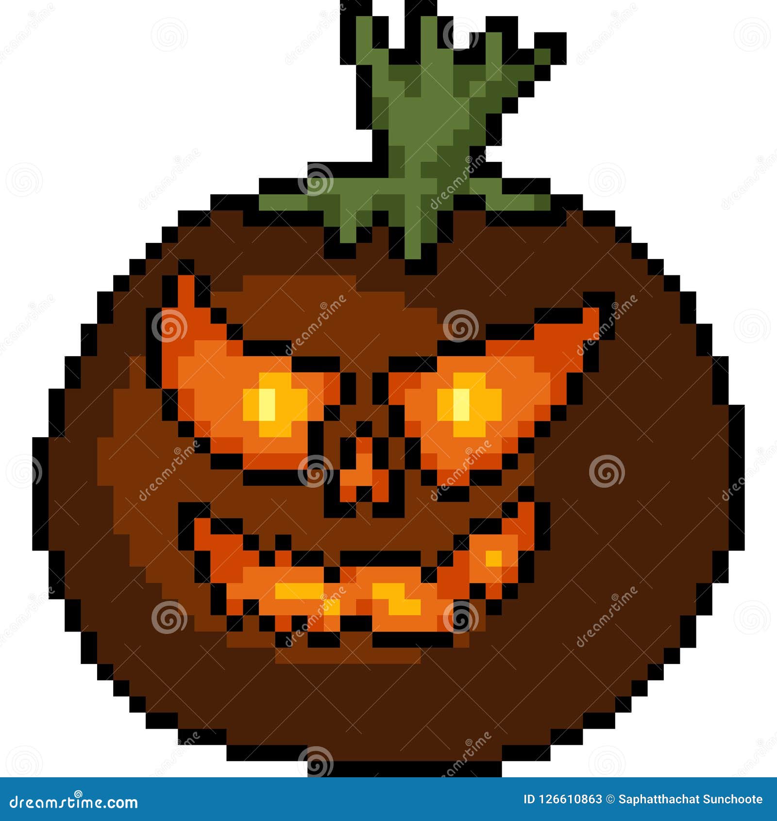 Vector Pixel Art Spooky Pumpkin Stock Vector - Illustration of icon ...