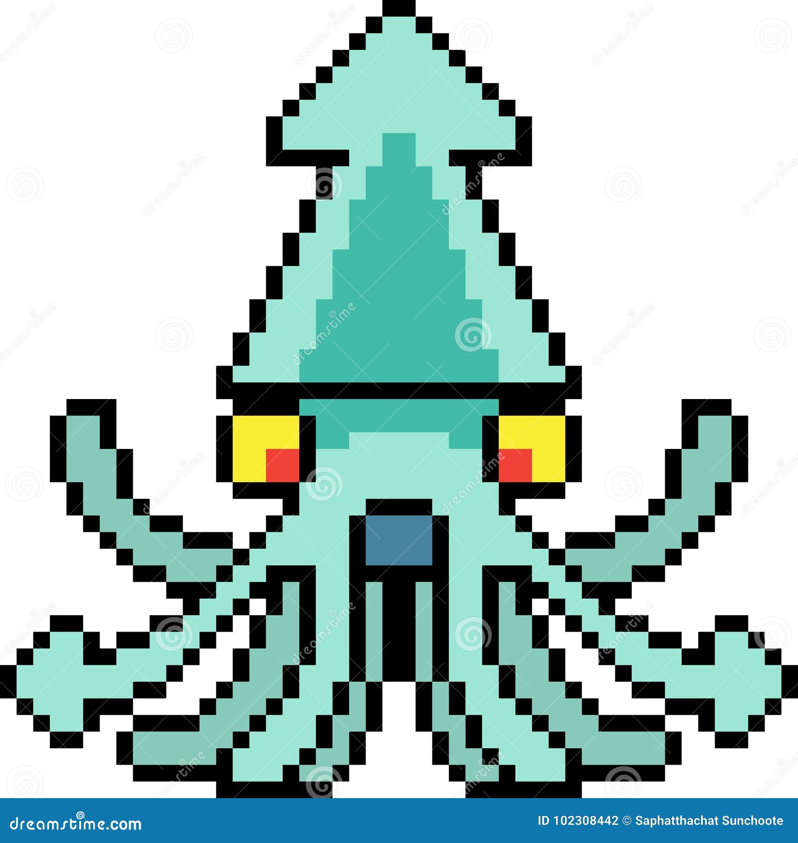 Vector pixel art squid stock vector. Illustration of rectangle - 102308442 Vector pixel art squid stock vector. Illustration of rectangle - 102308442