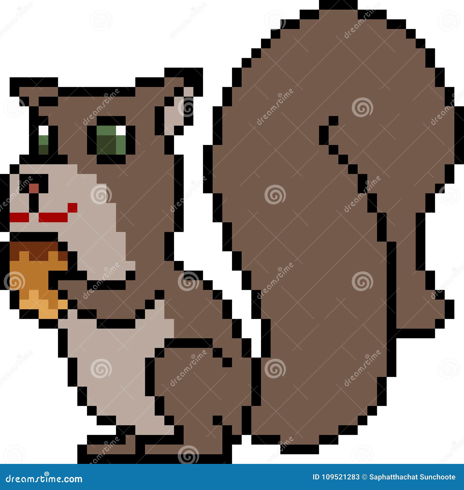 Vector pixel art squirrel stock vector. Illustration of cute - 109521283