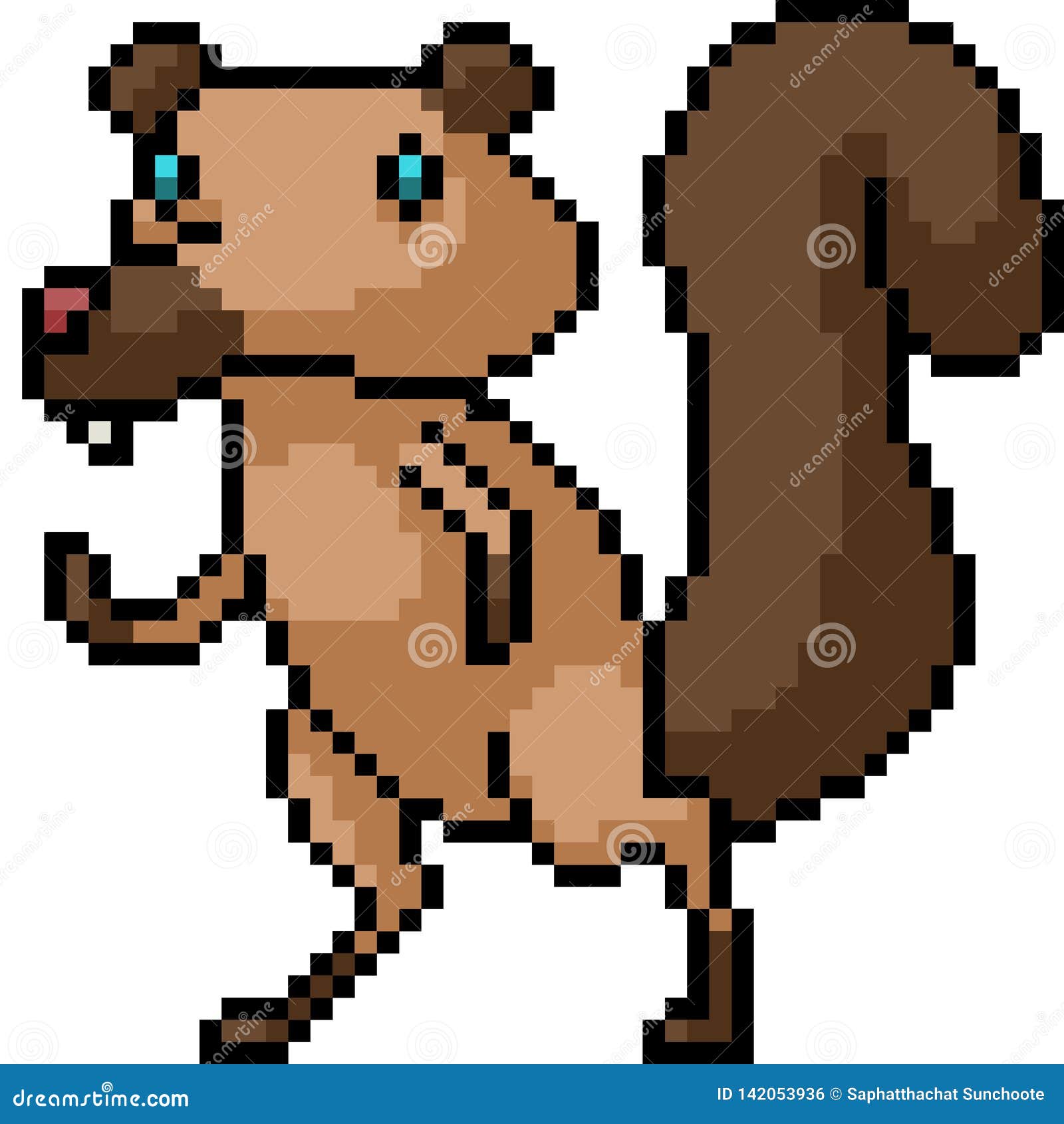 Vector Pixel Art Squirrel Stand Stock Vector - Illustration of cartoon ...