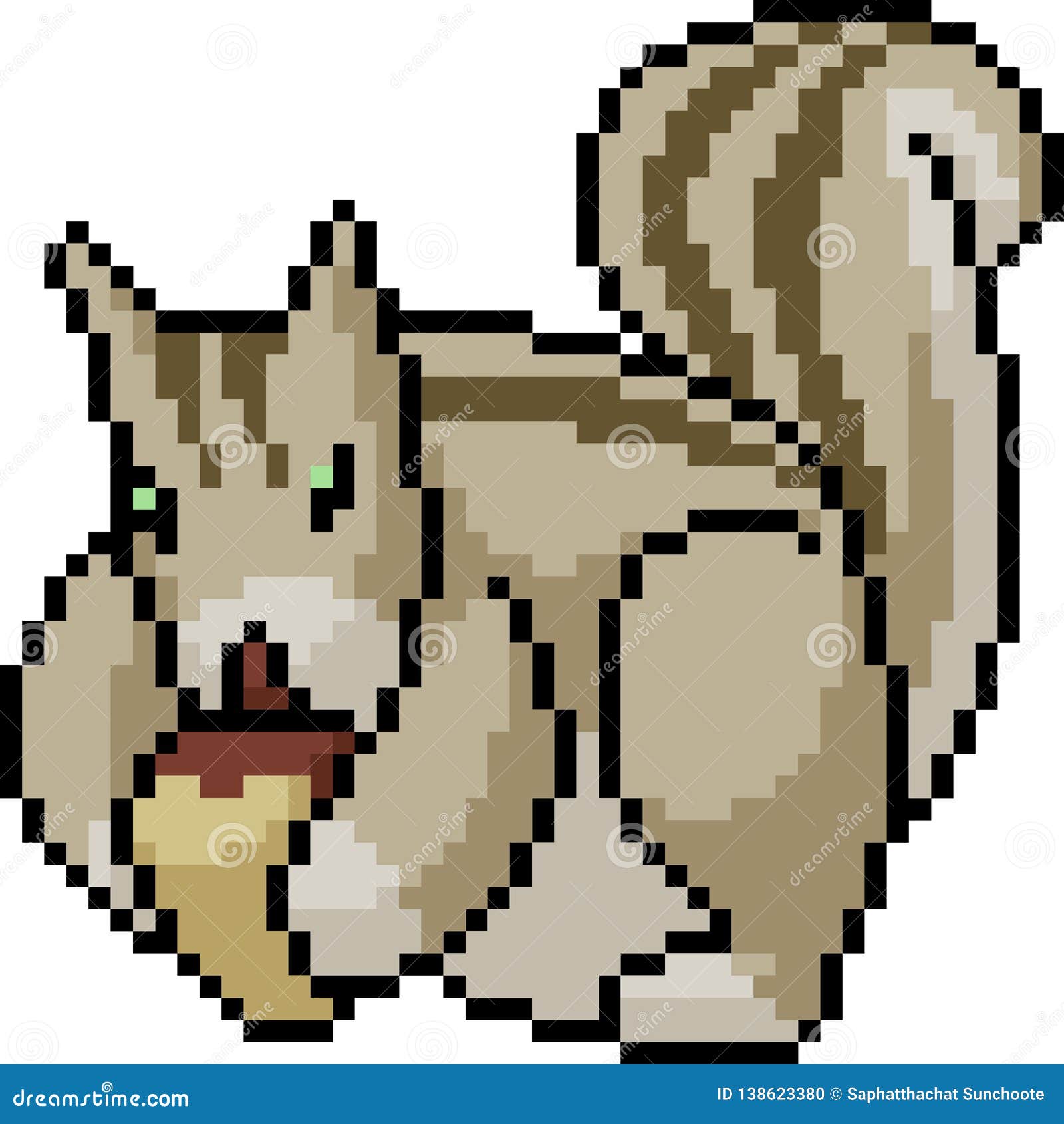 Vector pixel art squirrel stock vector. Illustration of cartoon - 138623380