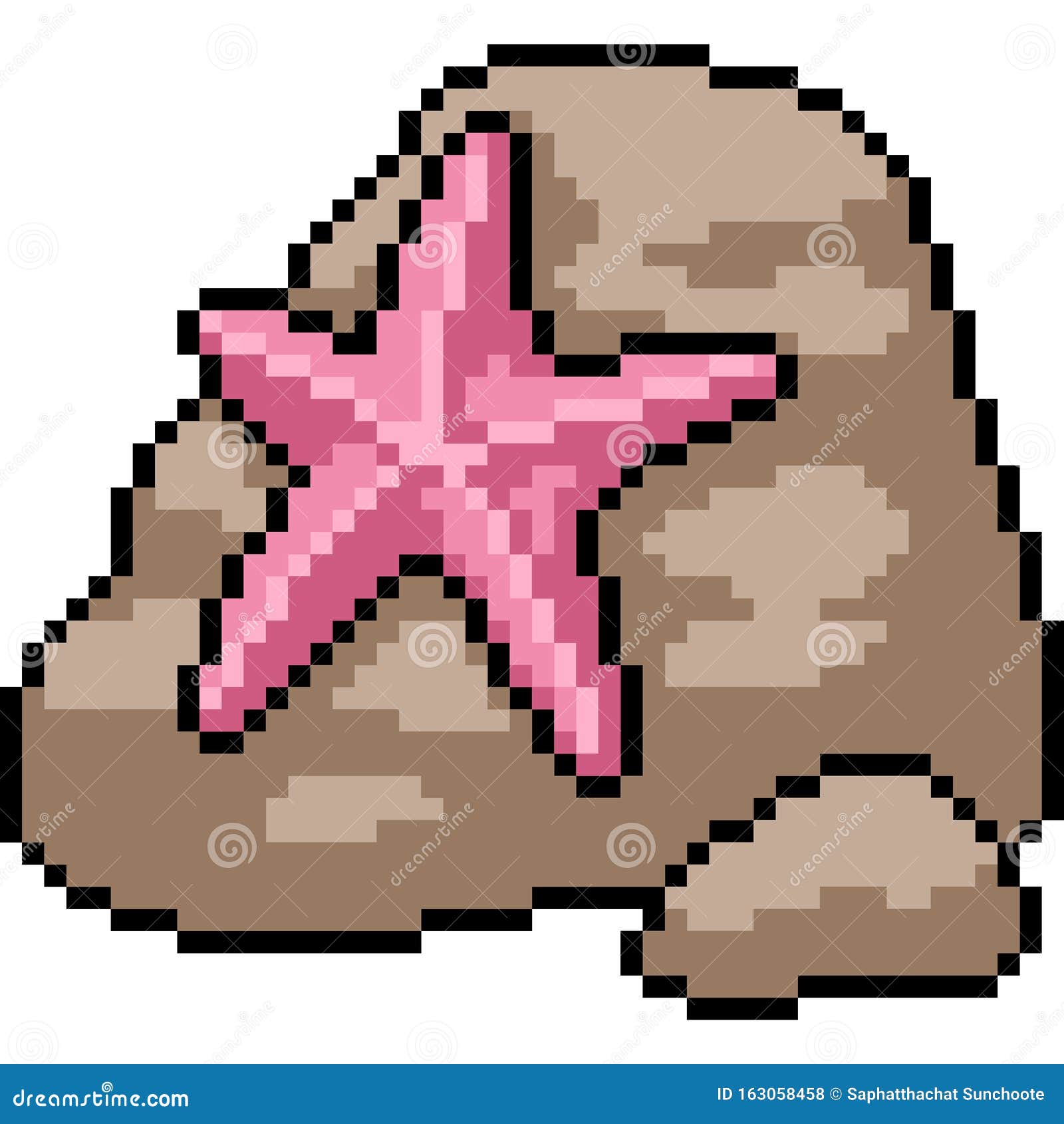 Vector pixel art starfish stock vector. Illustration of vector - 163058458