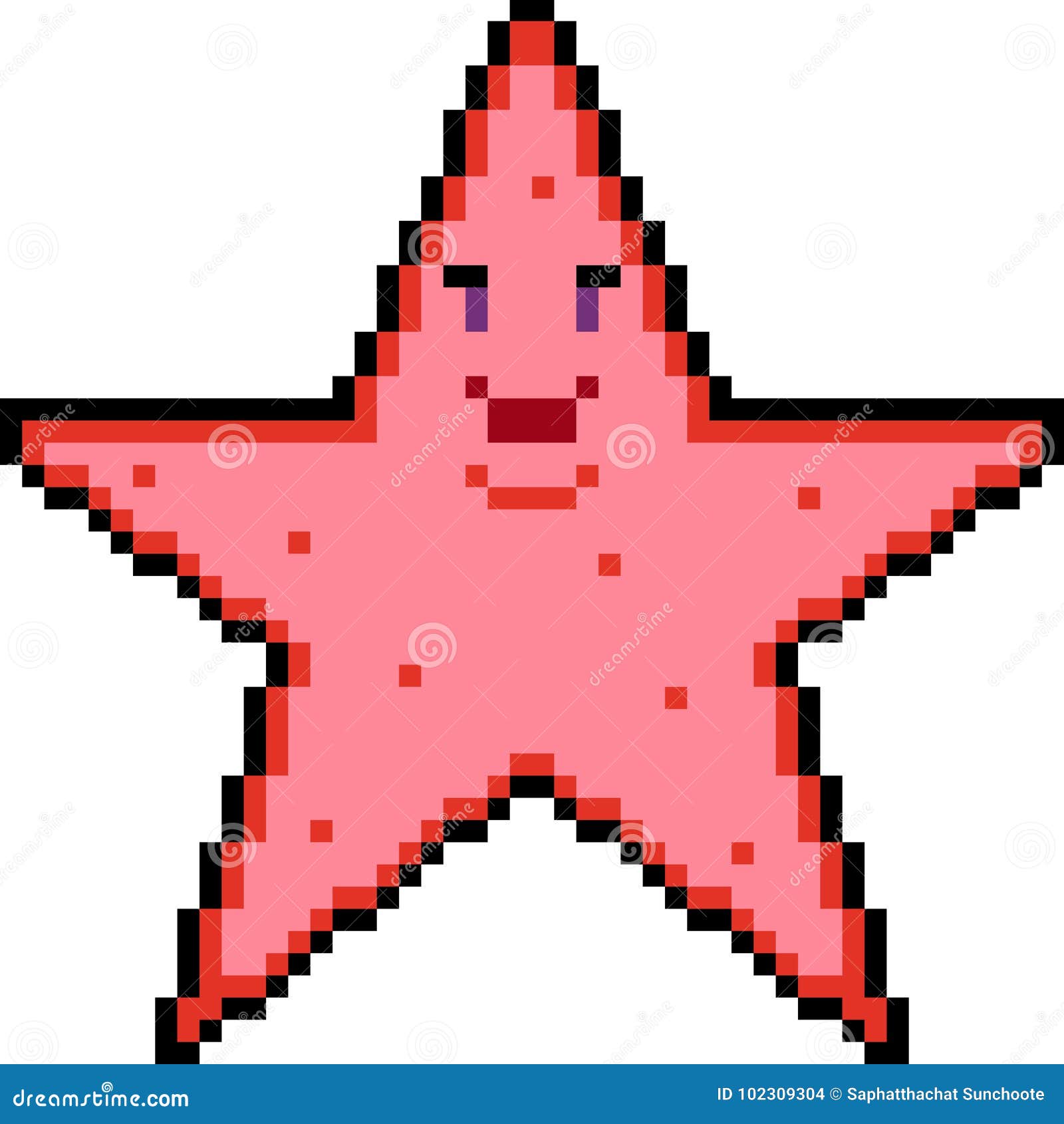 Vector pixel art starfish stock vector. Illustration of starfish ...