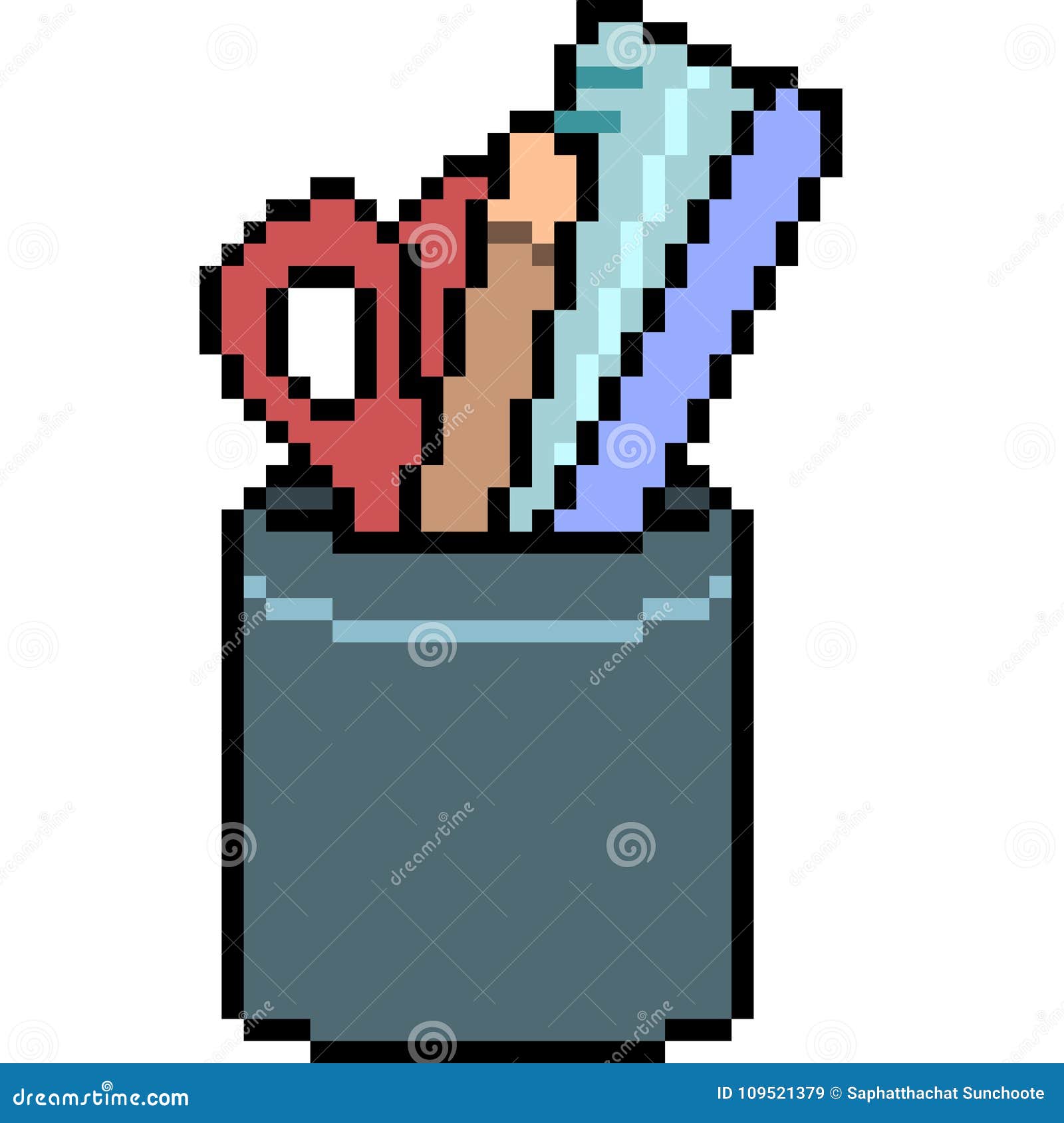 Vector Pixel Art Stationary Can Stock Vector - Illustration of desk ...