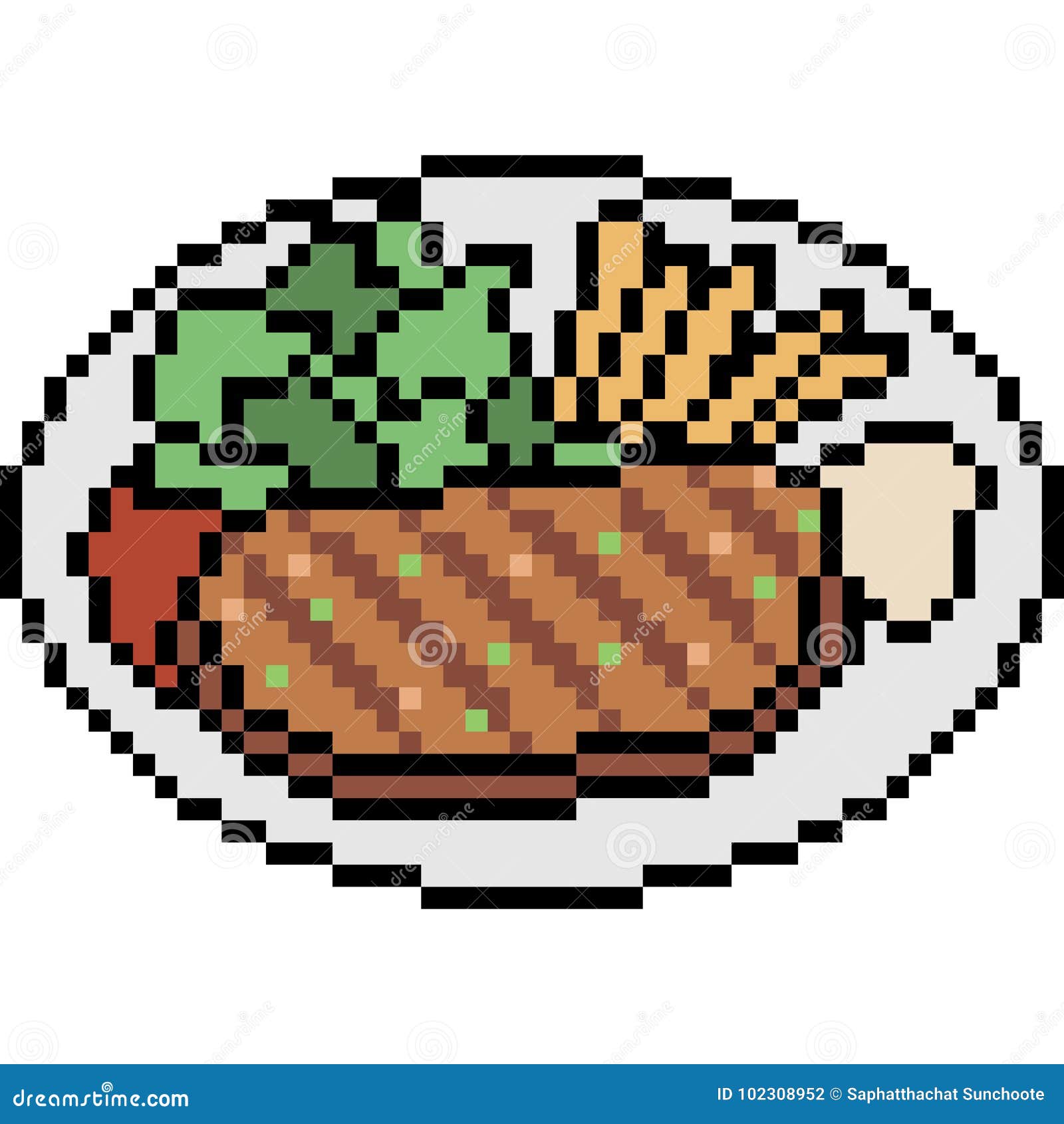 Vector pixel art steak stock vector. Illustration of vegetable - 102308952