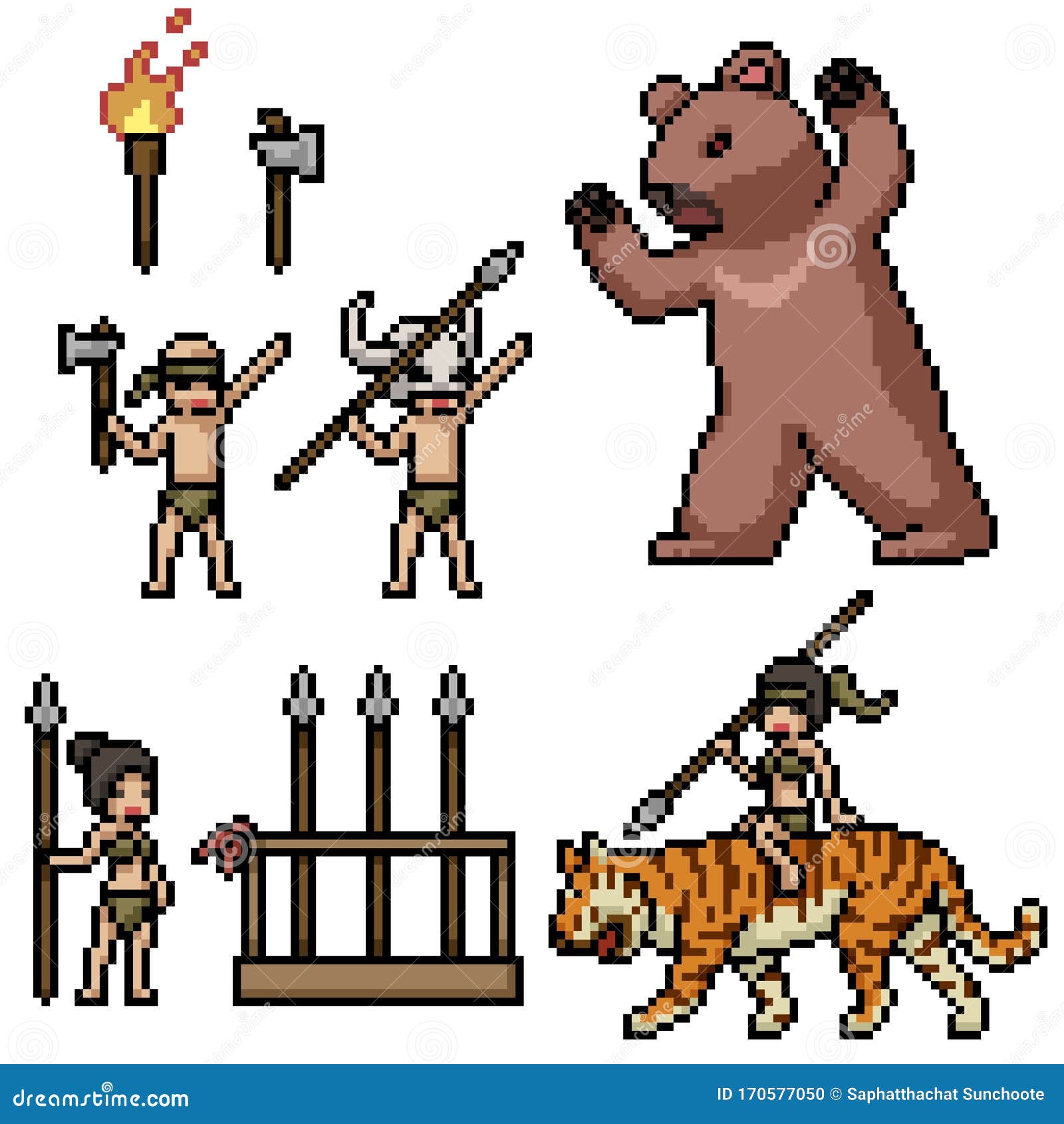 Pixel Art Hunter Character. Vector Illustration | CartoonDealer.com ...
