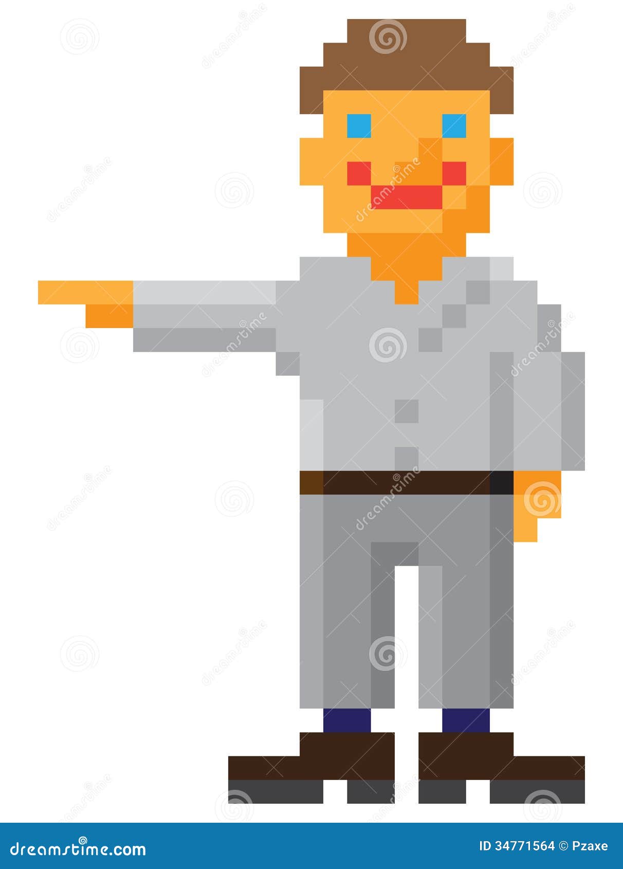 Vector Pixel Art Style Man with Pointing Hand Gest Stock Vector ...