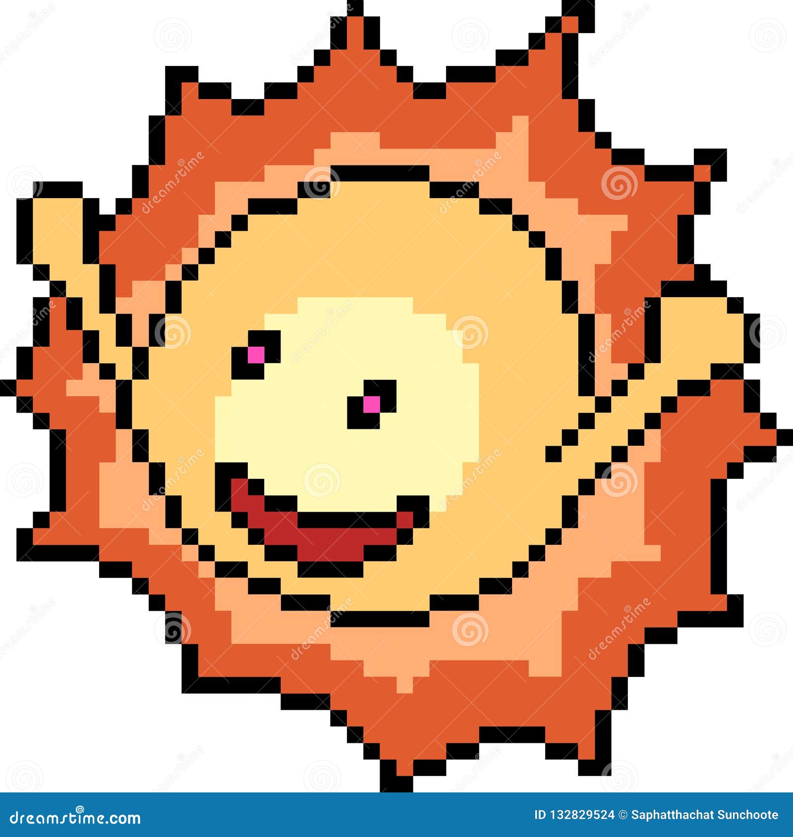 Vector pixel art sun stock vector. Illustration of star - 132829524