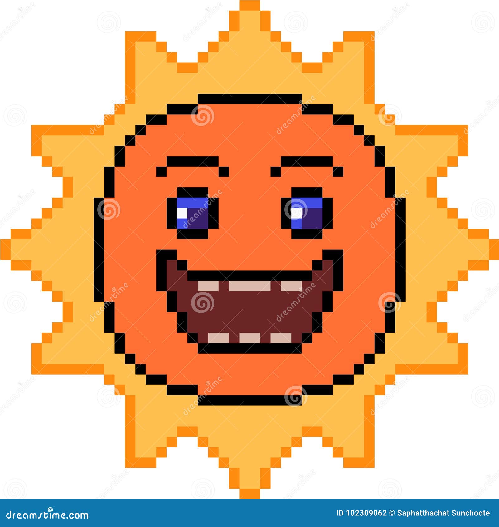 Vector pixel art sun smile stock vector. Illustration of smile - 102309062