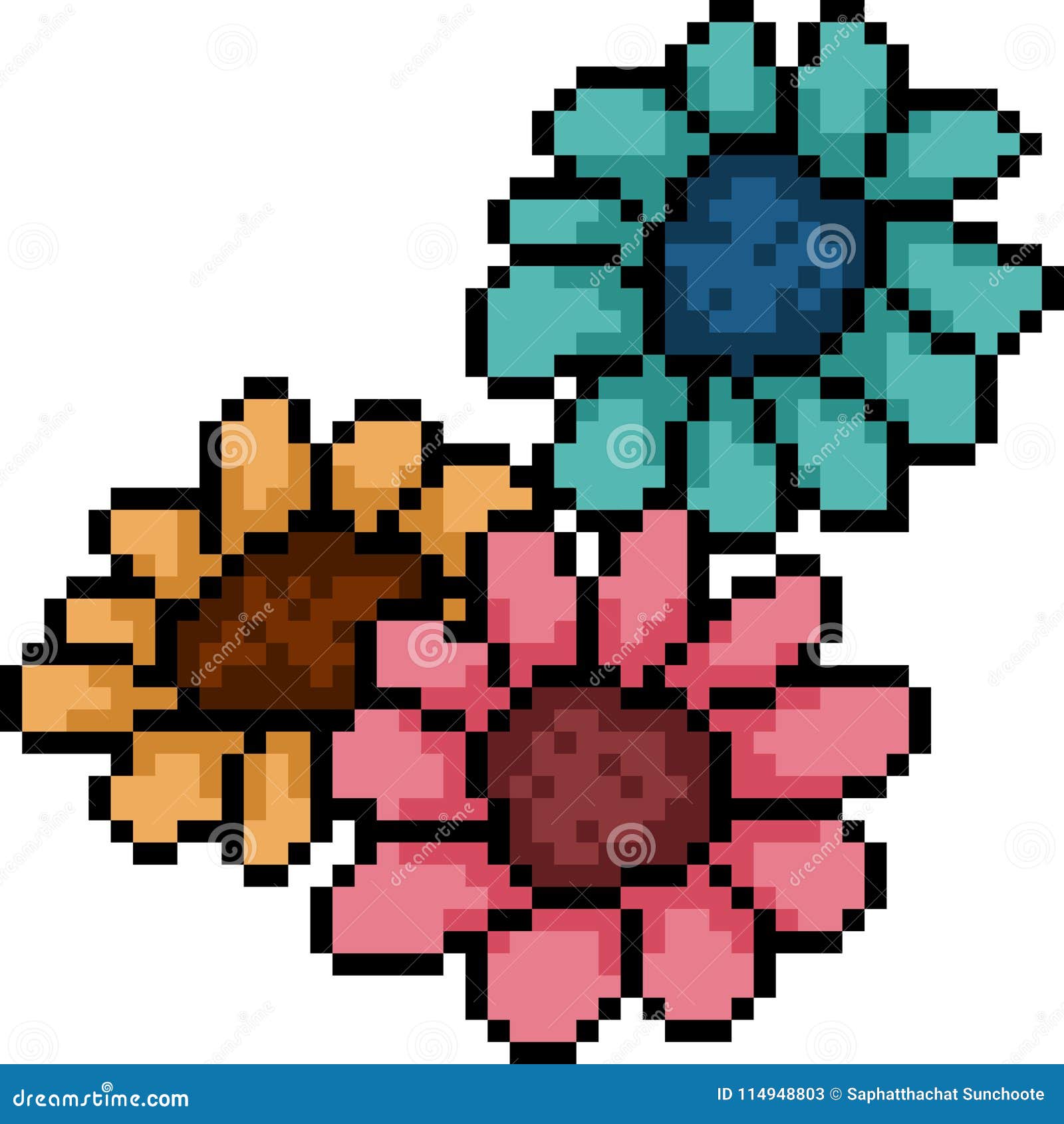 Vector Pixel Art Sunflower Group Stock Vector - Illustration of cute ...