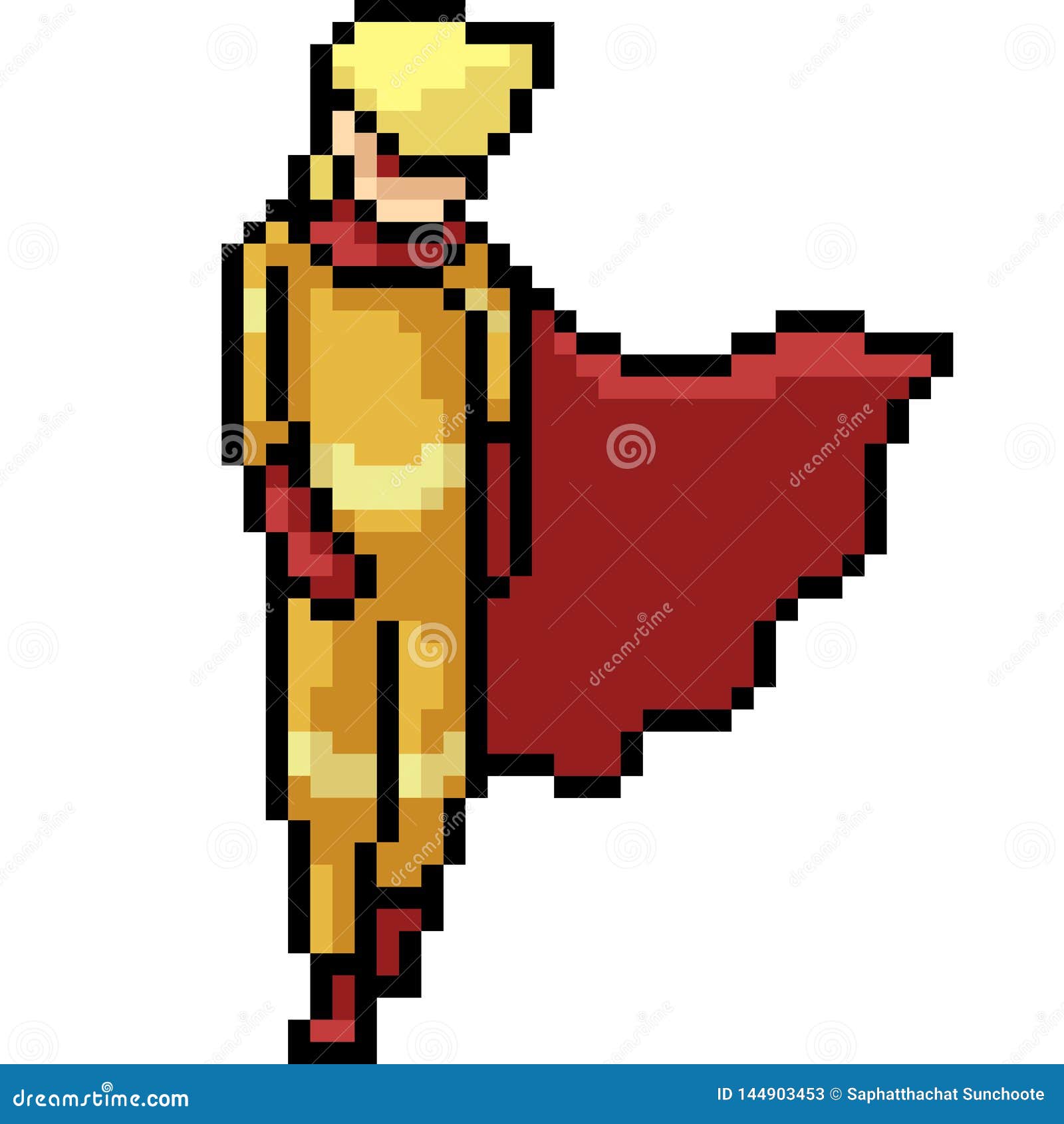 Vector pixel art superhero stock vector. Illustration of icon - 144903453
