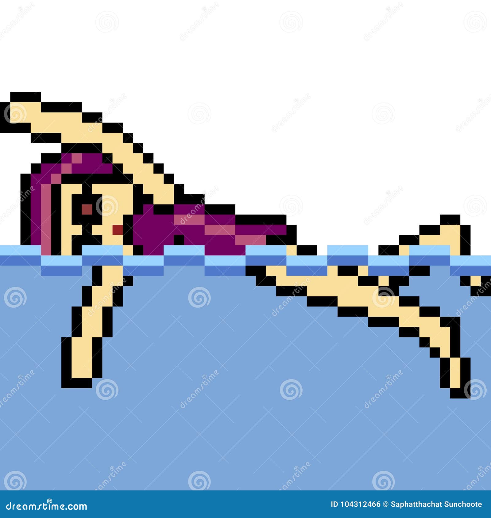 Vector Pixel Art Swim Sport Stock Vector - Illustration of pool ...