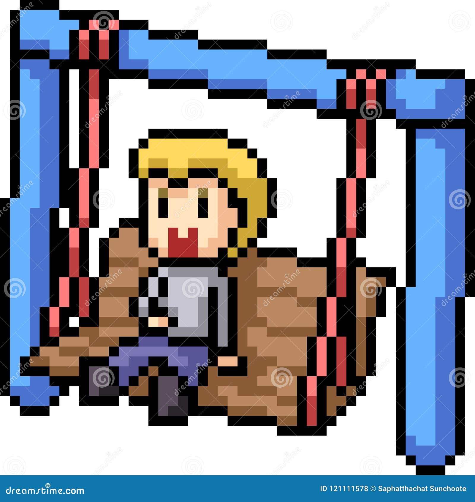 Vector pixel art swing boy stock vector. Illustration of young - 121111578