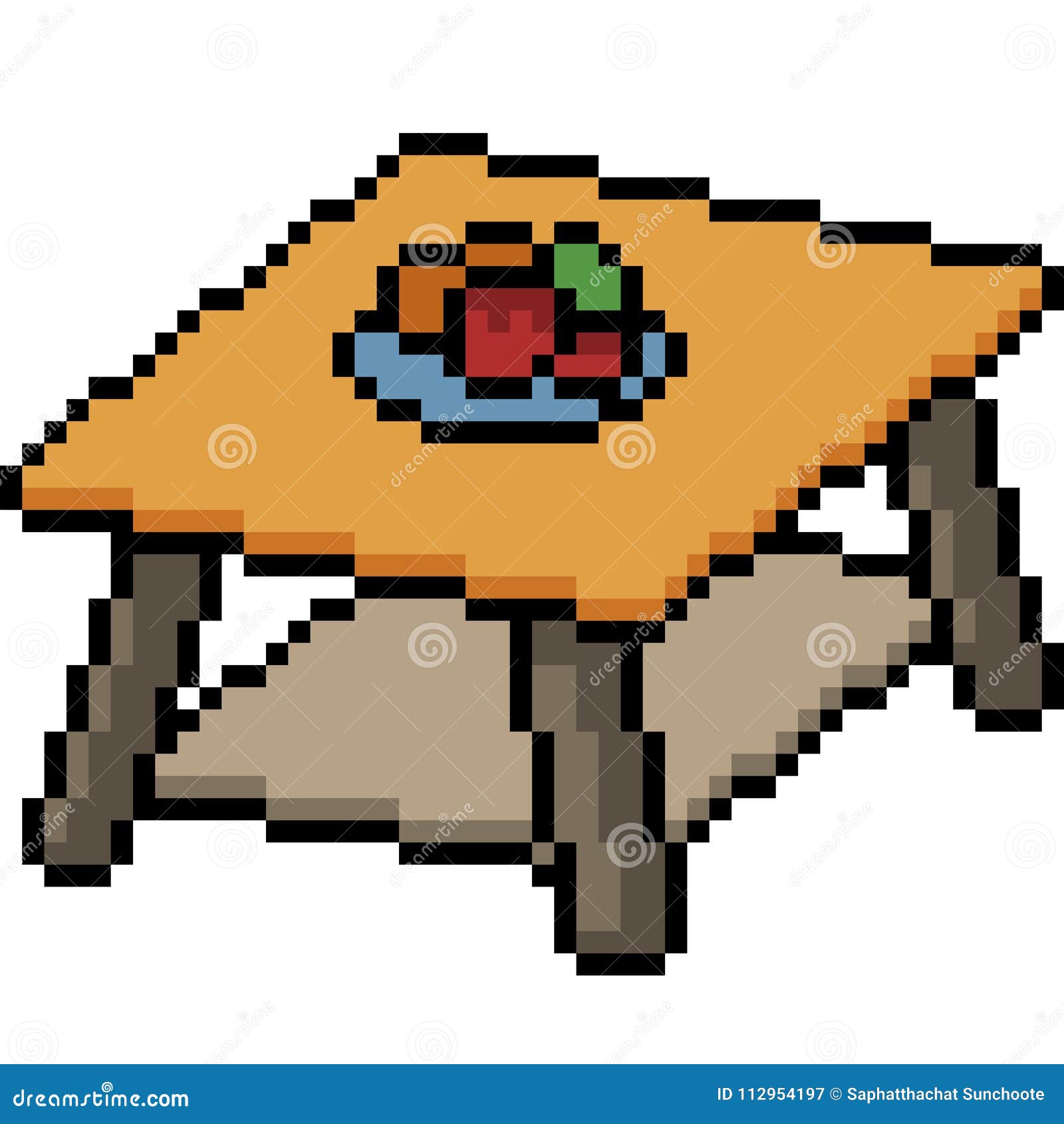 Vector Pixel Art Table Fruit Stock Vector - Illustration of living ...