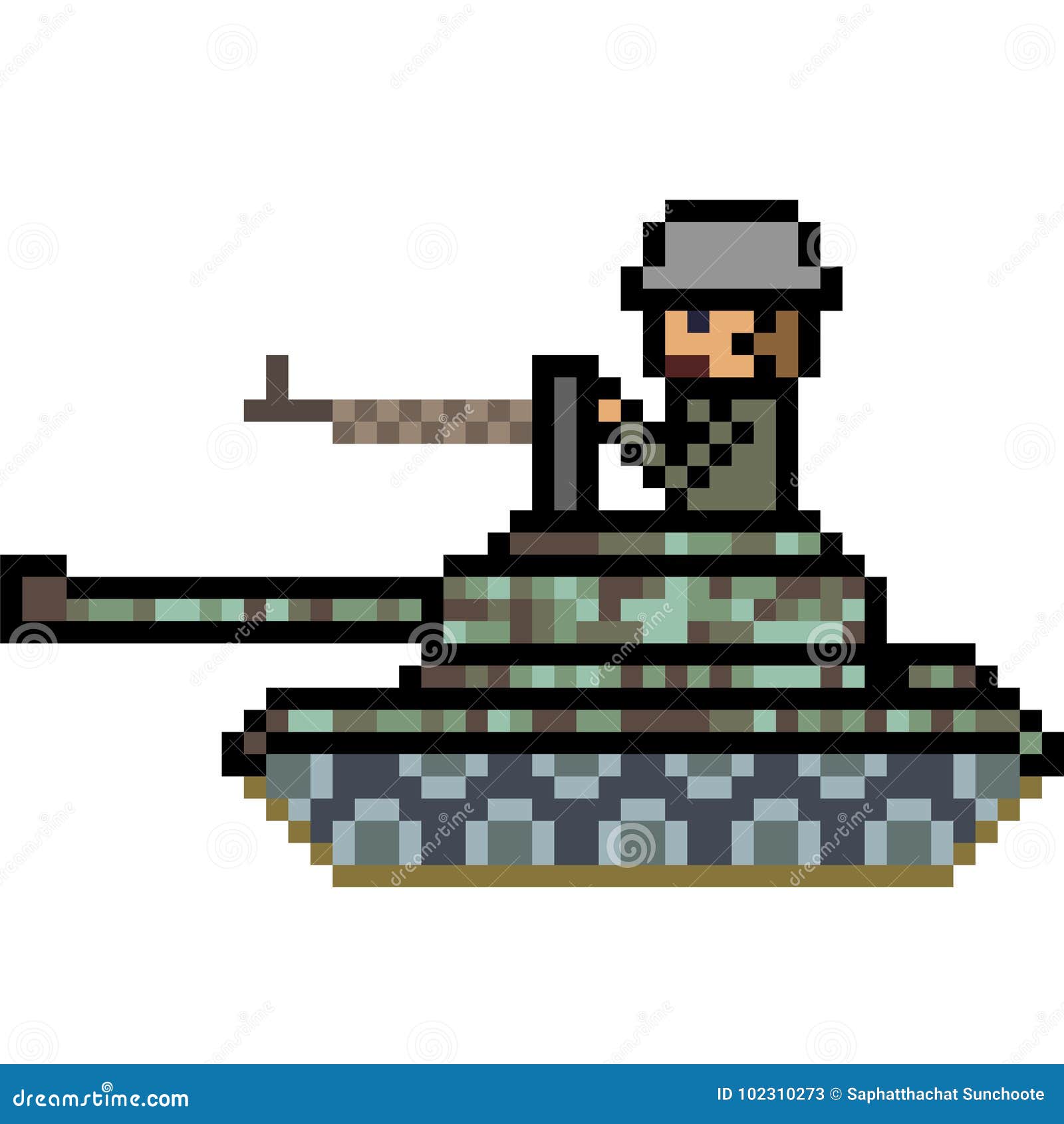 Vector pixel art tank stock vector. Illustration of soldier - 102310273