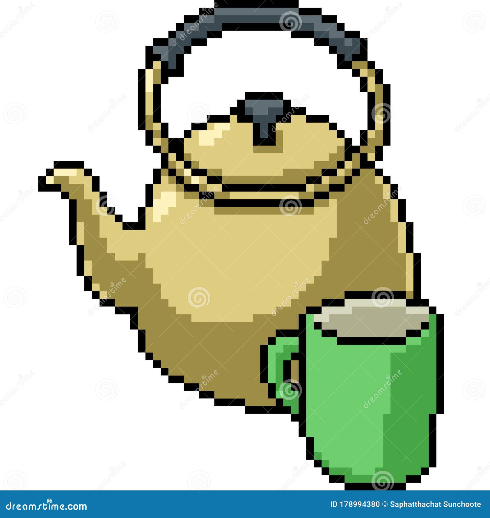 Vector pixel art tea pot stock vector. Illustration of boil - 178994380