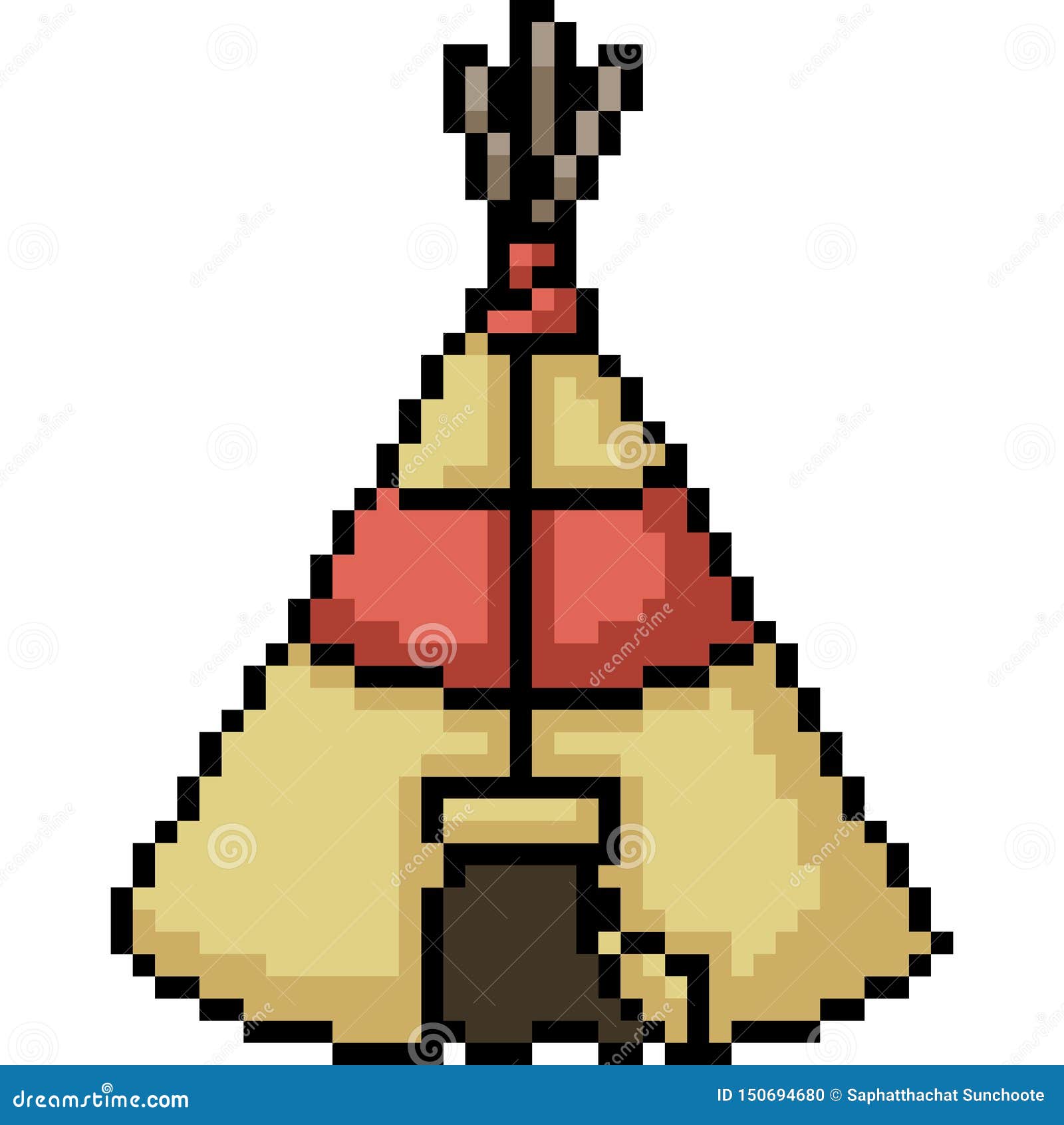 Vector pixel art tent camp stock vector. Illustration of indian - 150694680