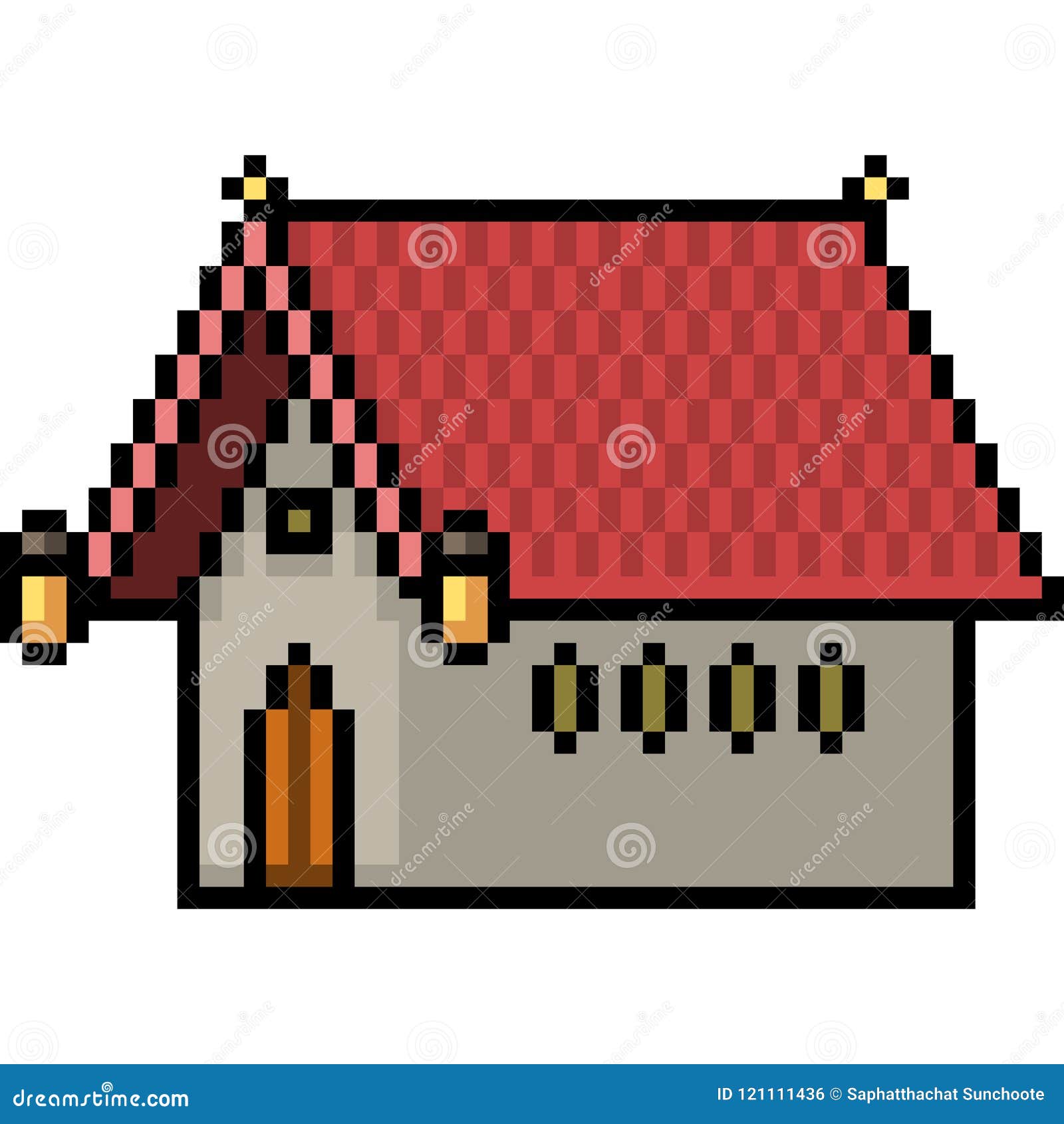 Vector pixel art thai hut stock vector. Illustration of icon - 121111436