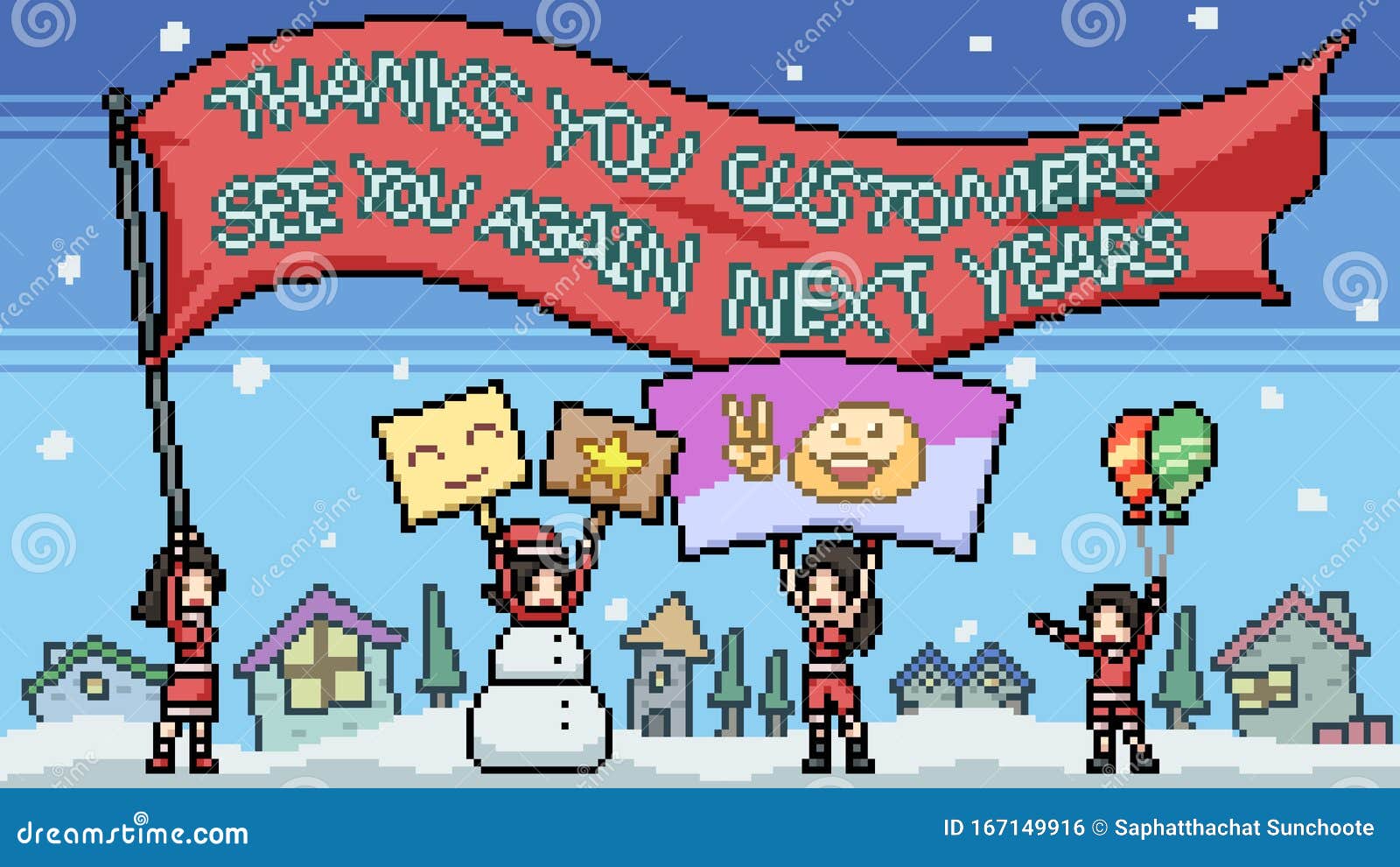 Vector Pixel Art Thank You Customers Stock Vector - Illustration of ...