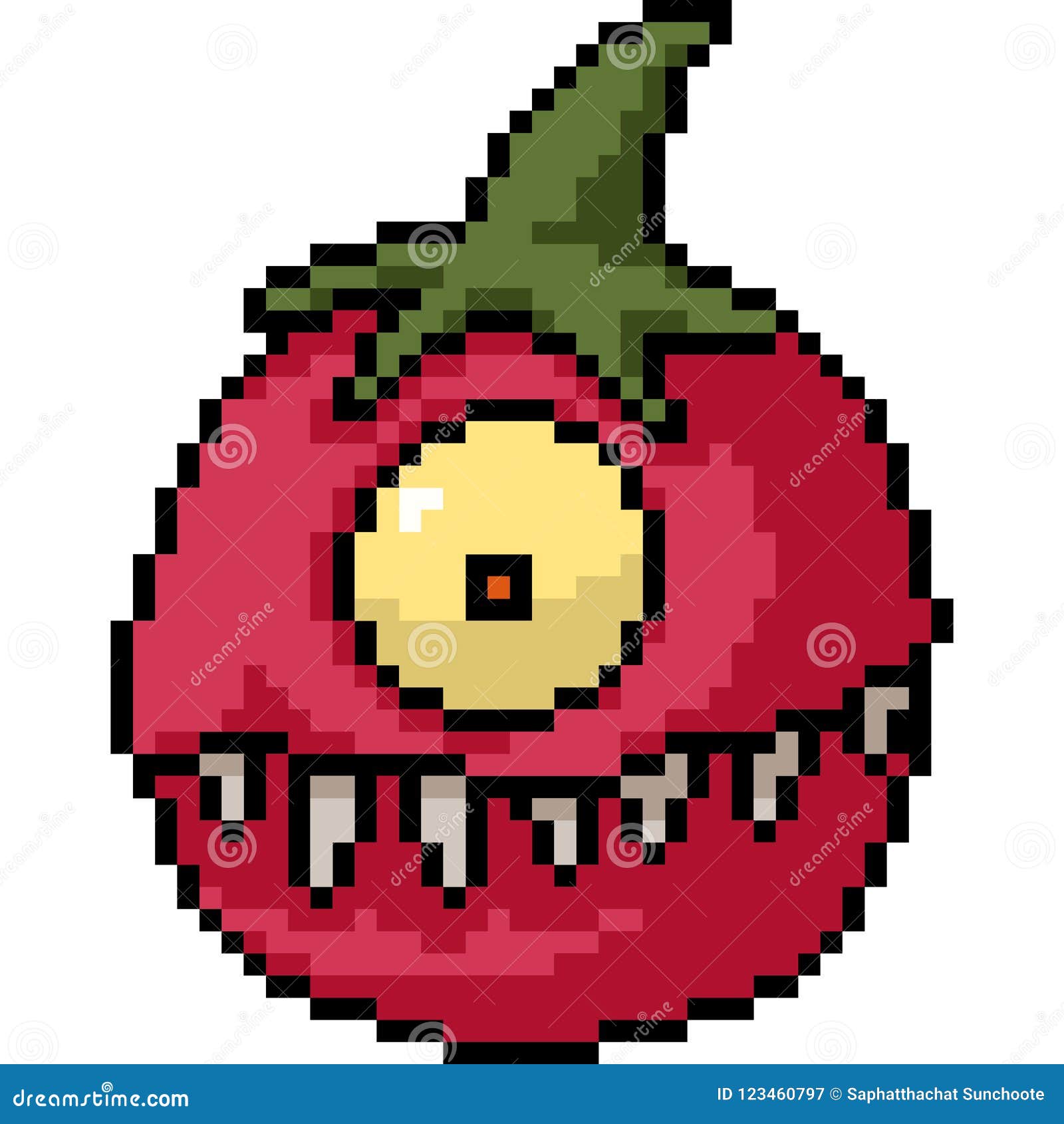 Vector Pixel Art Tomato Monster Stock Vector - Illustration of head ...