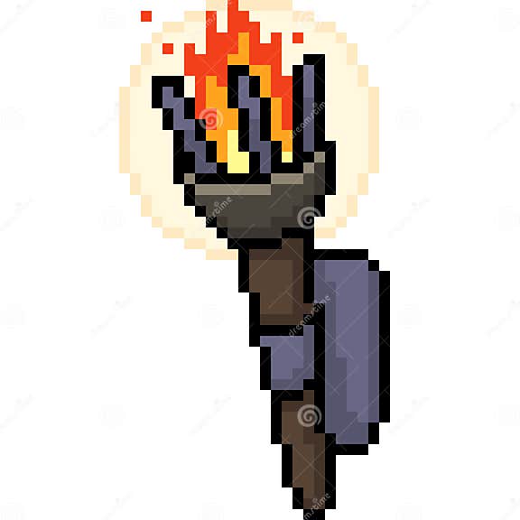 Vector pixel art torch stock vector. Illustration of pixel - 110722982