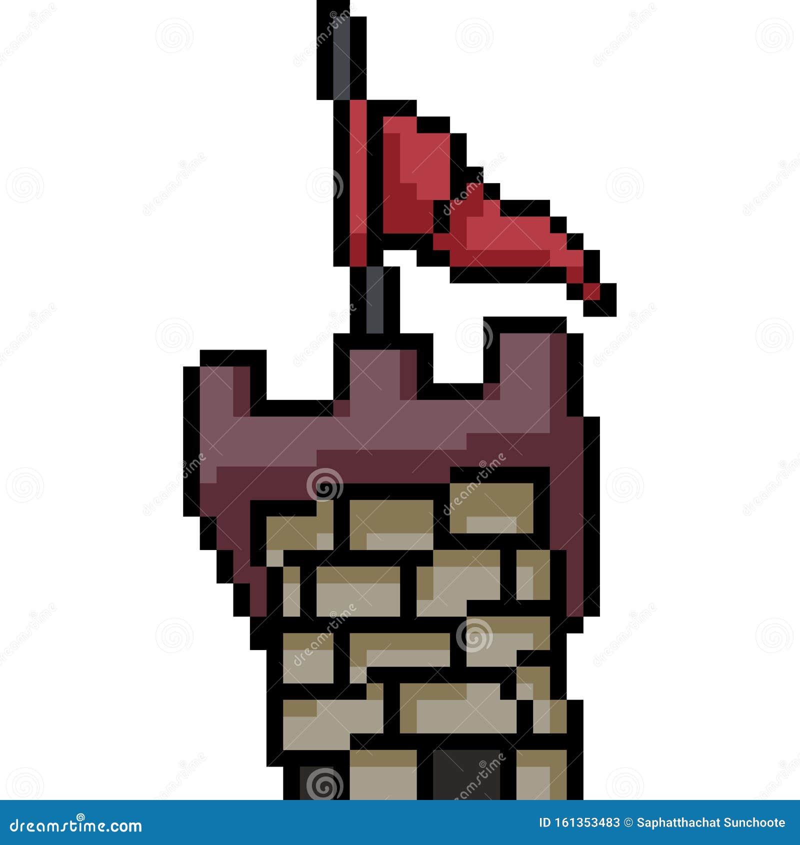 Vector Pixel Art Tower Flag Stock Vector - Illustration of cute, pixel ...