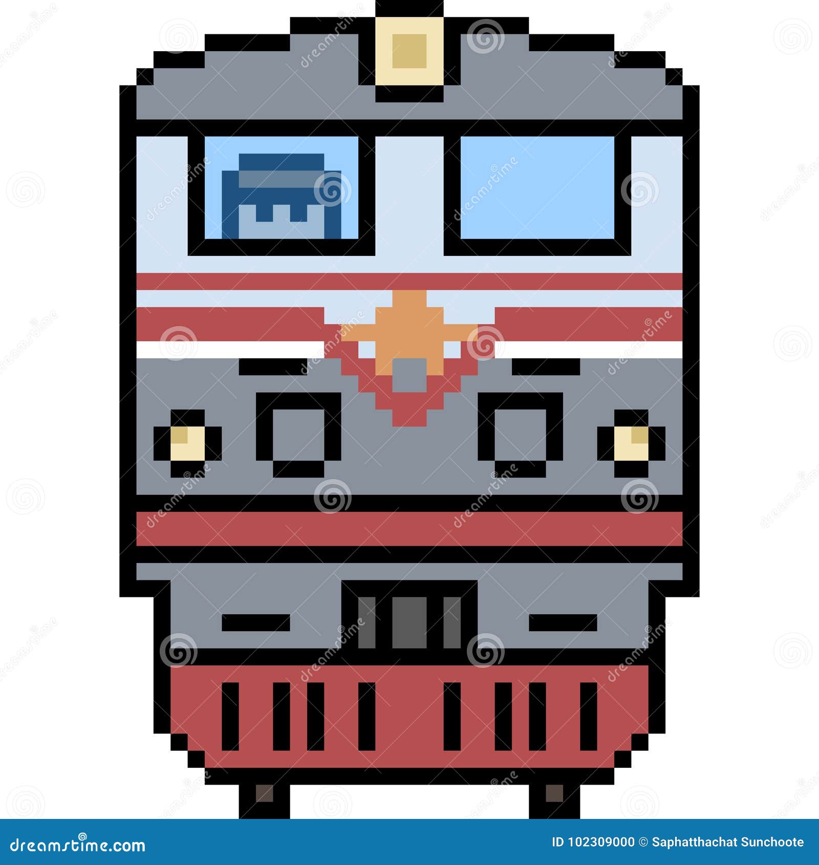 Vector Pixel Art Train Front Stock Vector - Illustration of window ...