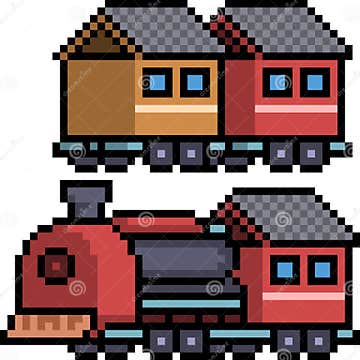 Vector pixel art train set stock vector. Illustration of steam - 110722914