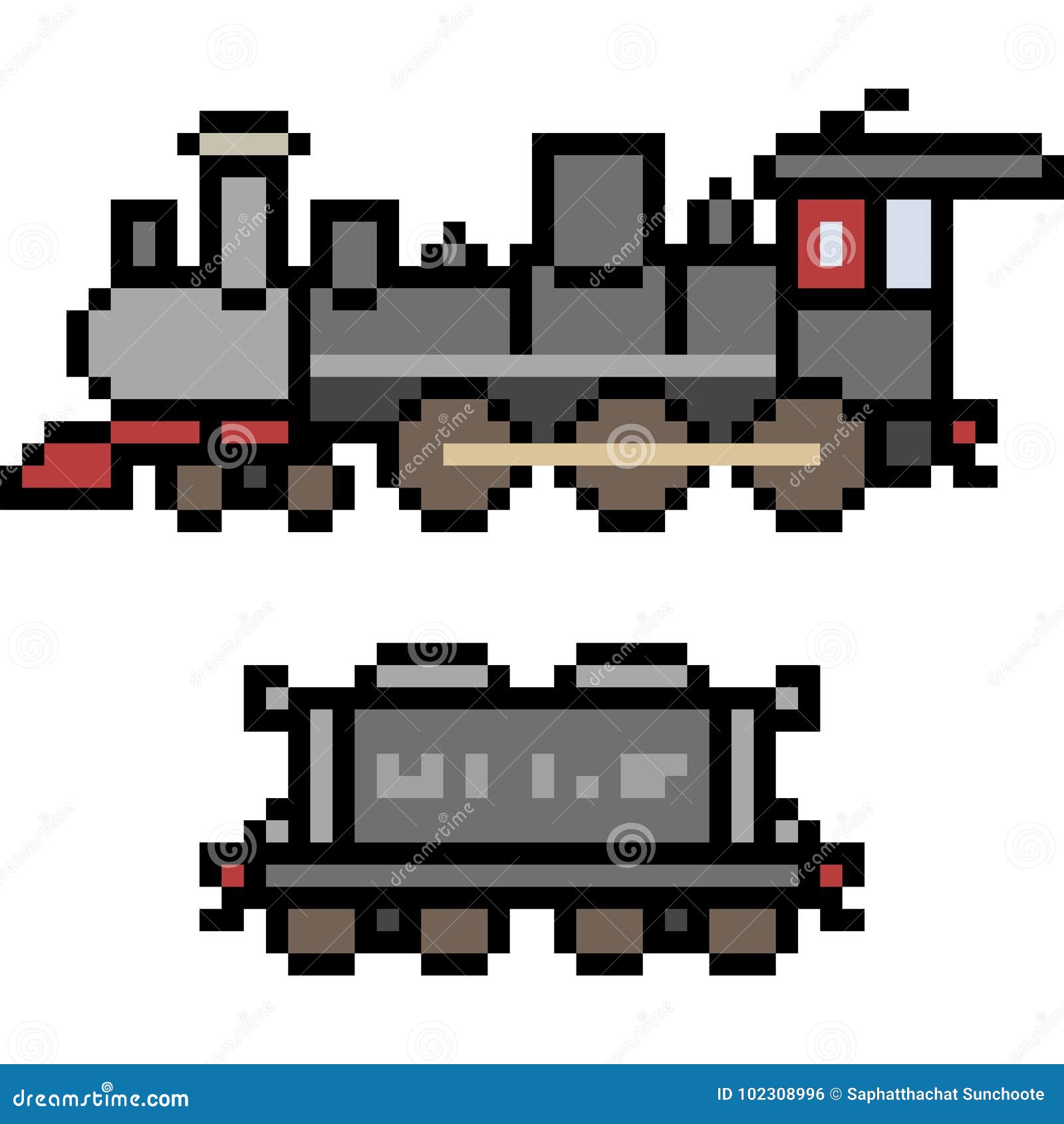 Vector Pixel Art Train Side Stock Vector - Illustration of vector, icon ...
