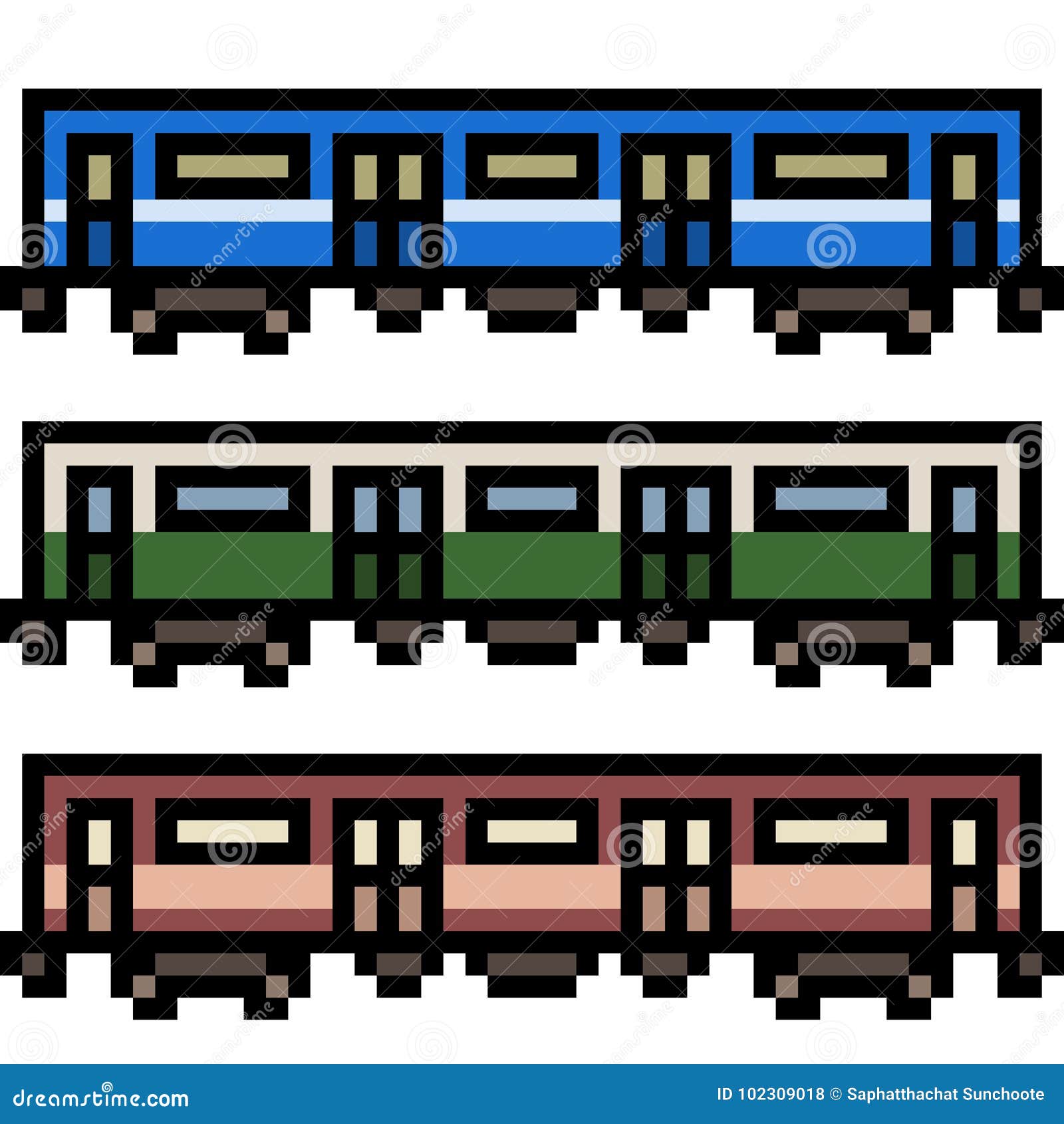 Vector Pixel Art Train Side Stock Vector - Illustration of icon, train ...