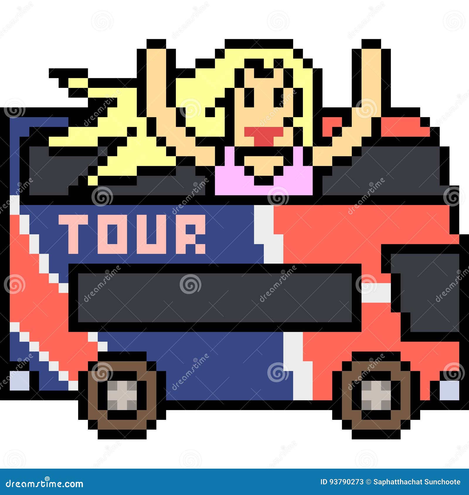 Bus - Pixel Illustration. Cartoon Vector | CartoonDealer.com #81607149