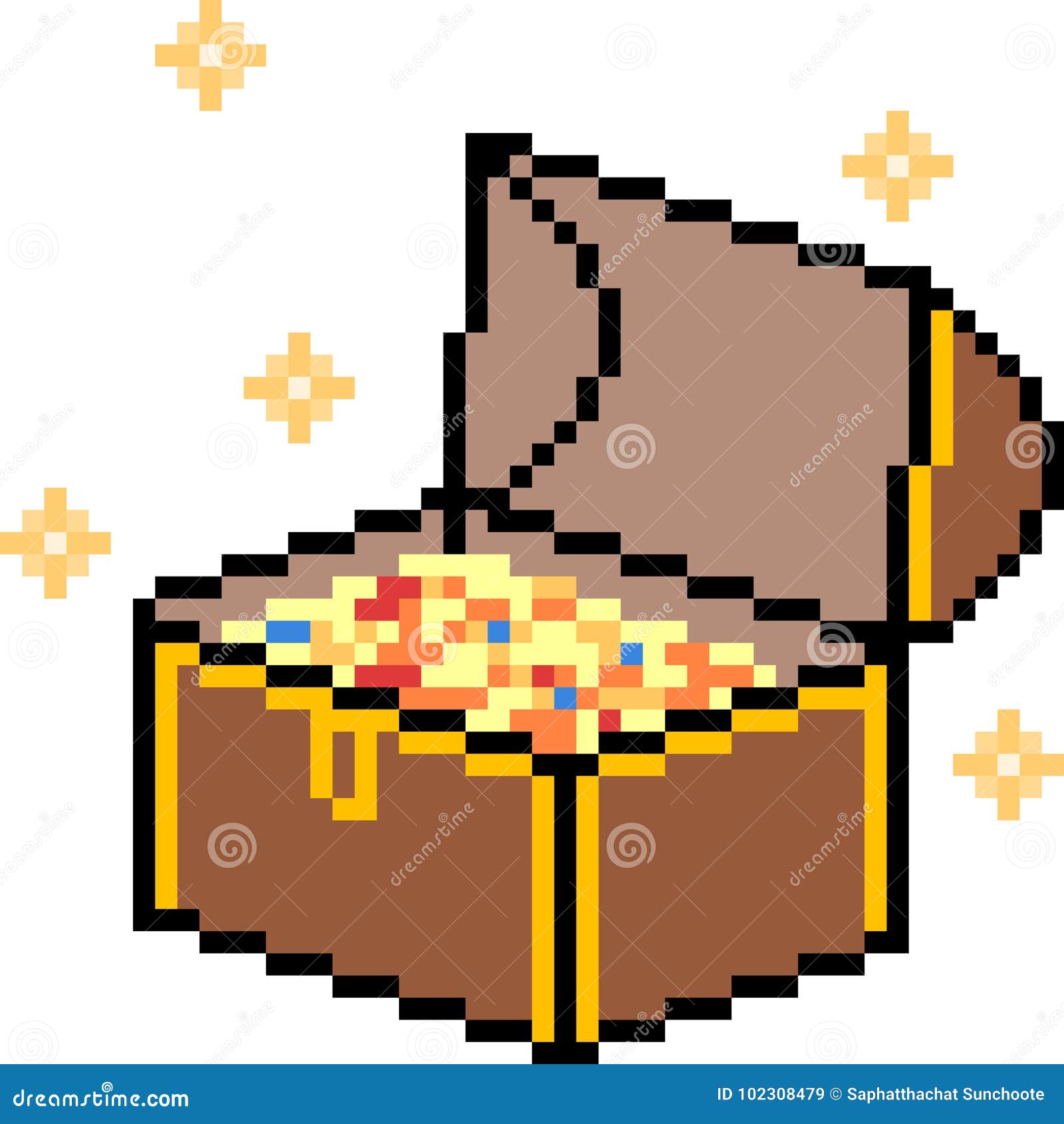 Vector pixel art treasure stock vector. Illustration of cute - 102308479