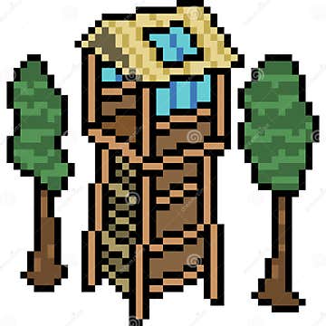 Vector Pixel Art Tree House Stock Vector - Illustration of play, vector ...