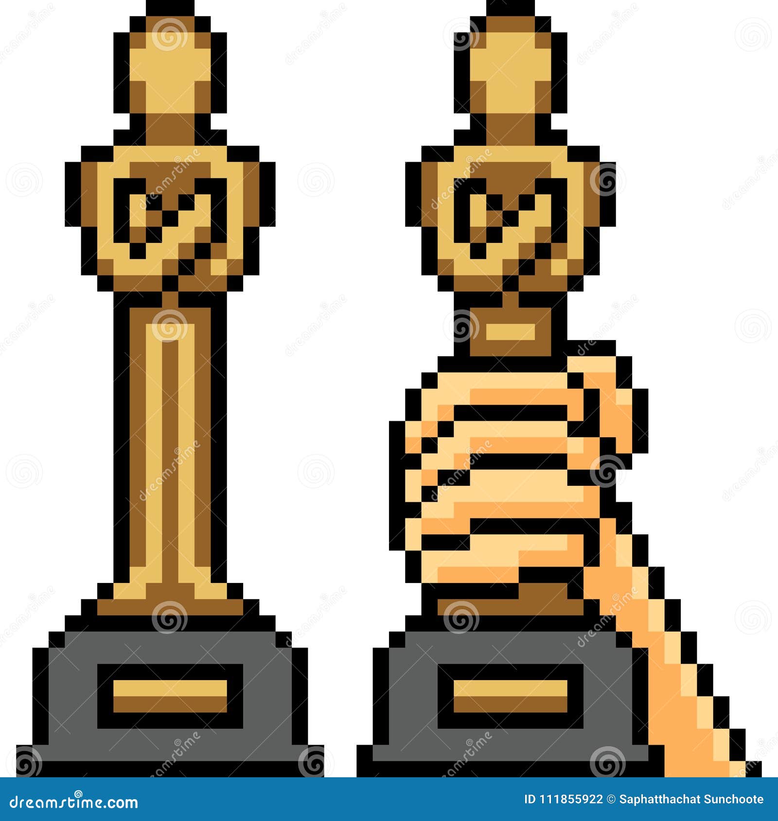 Pixel Trophy Cups And Medals Vector Illustration | CartoonDealer.com ...