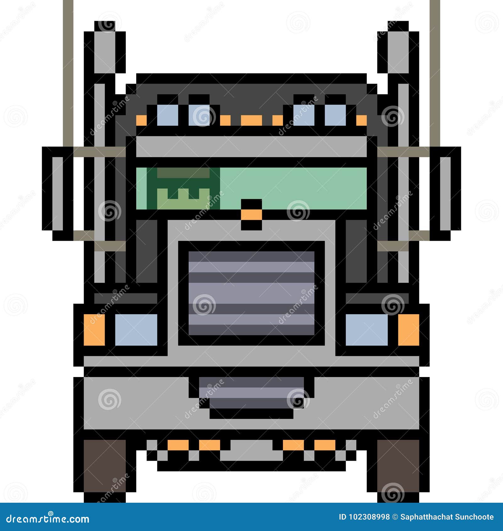 Vector Pixel Art Truck Front Stock Vector - Illustration of driver ...