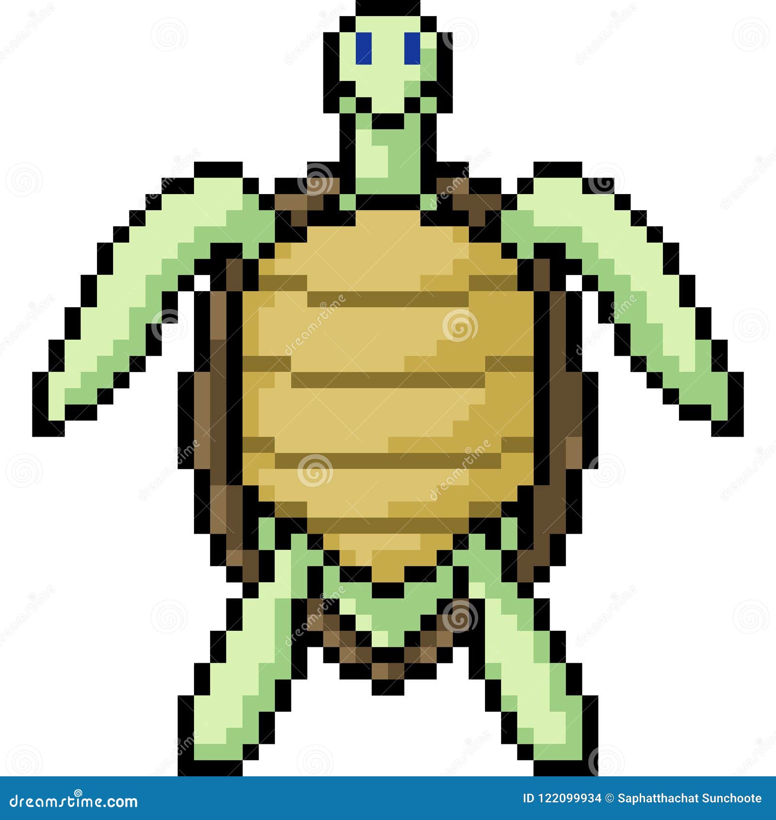 Vector Pixel Art Turtle Stand Front Stock Vector - Illustration of ...