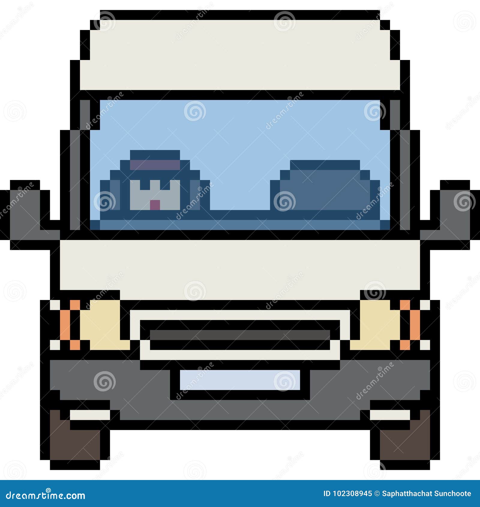 Vector pixel art van front stock vector. Illustration of street - 102308945