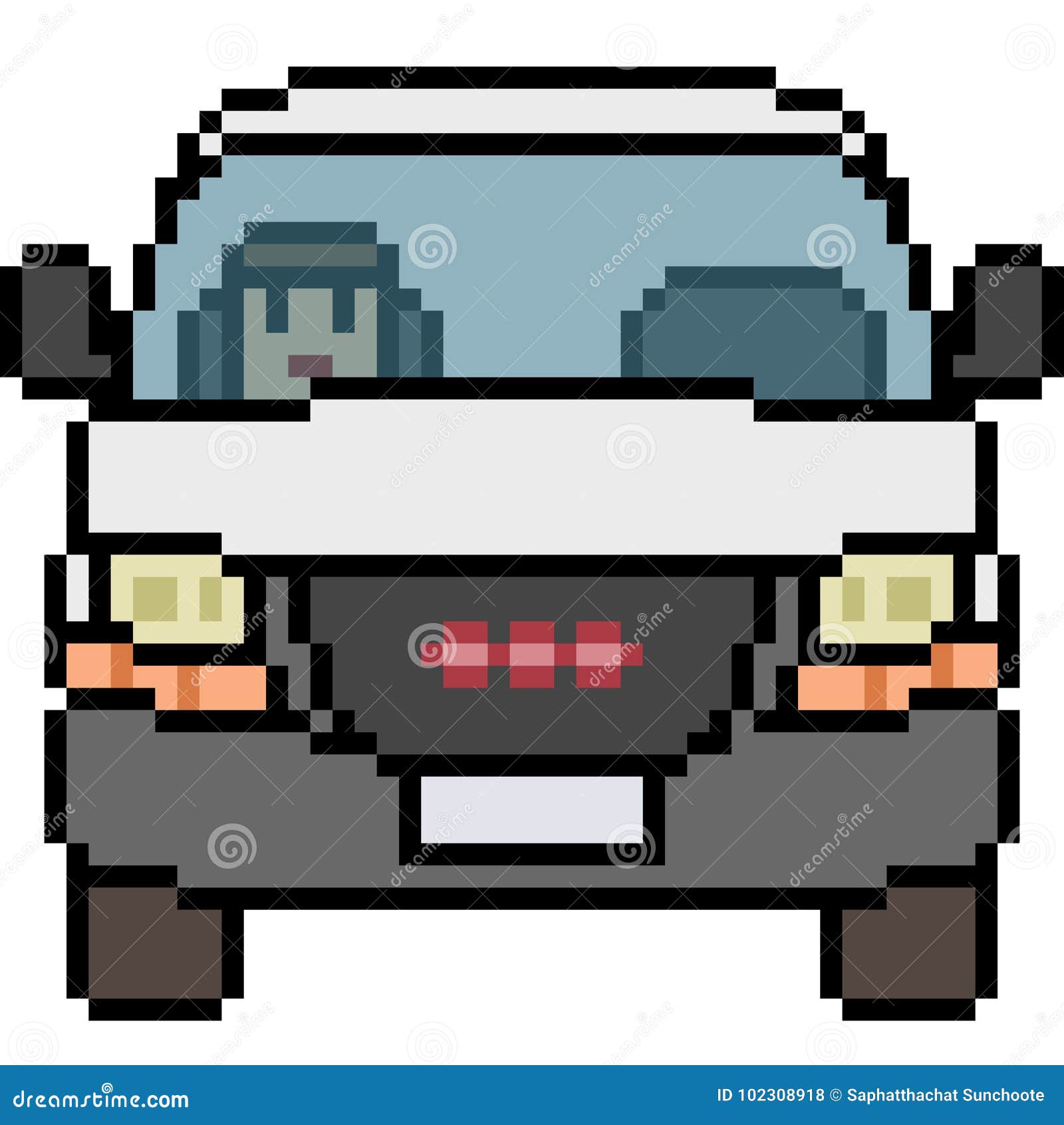 Vector pixel art van front stock vector. Illustration of driver - 102308918