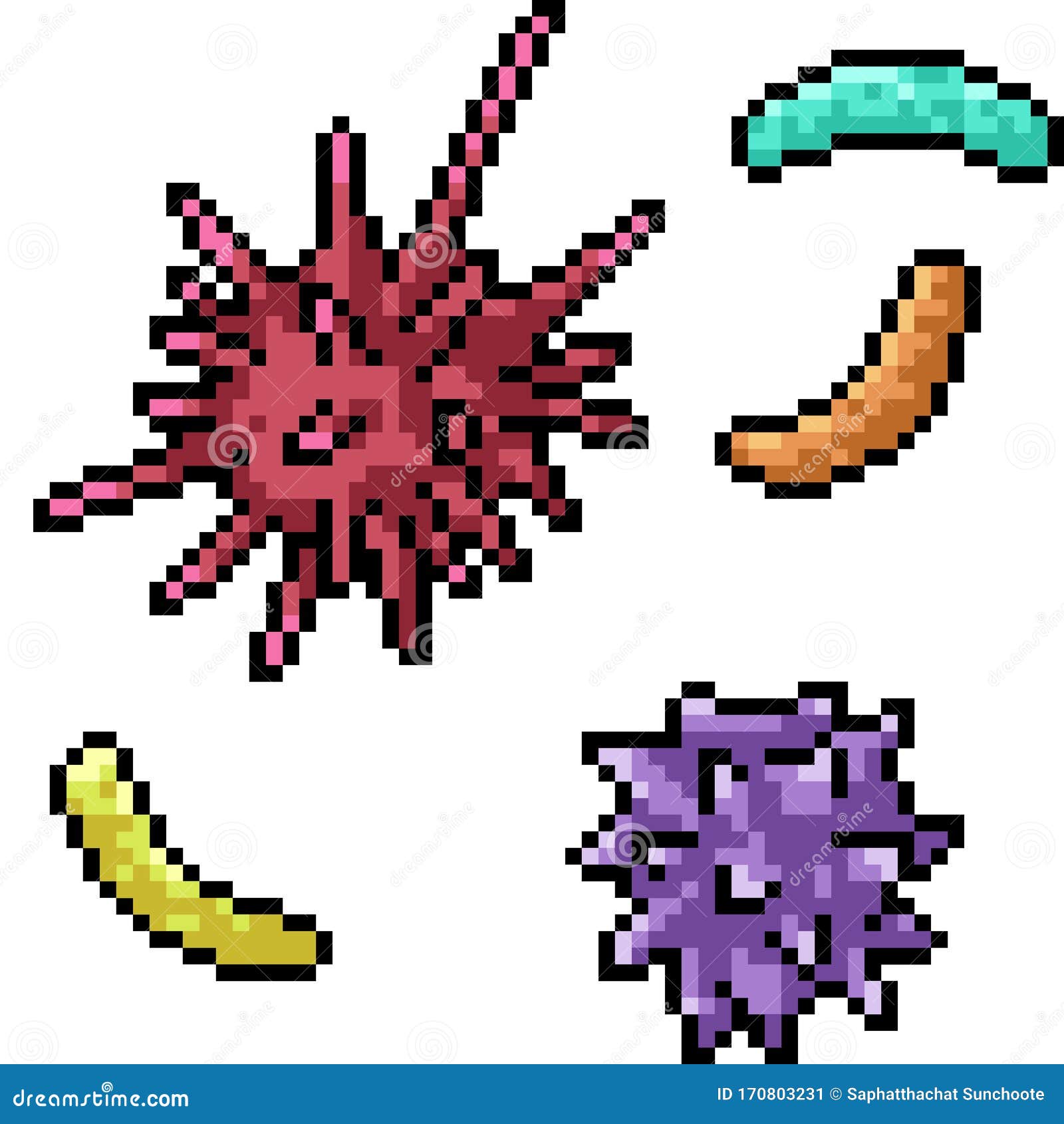 Vector Pixel Art Virus Symbol Stock Vector - Illustration of white ...