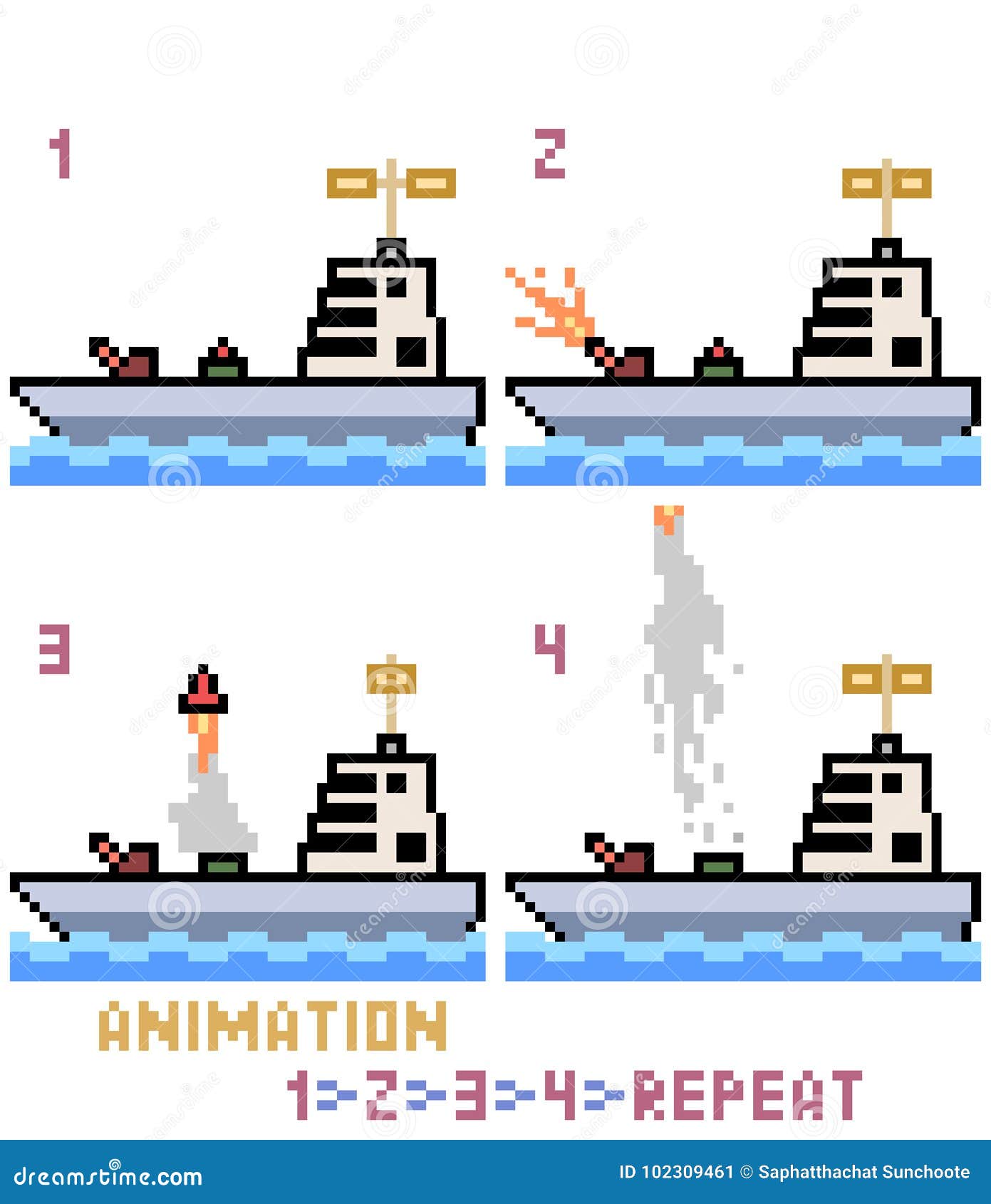 Pixel Art Ship Vector Editable | CartoonDealer.com #246221297